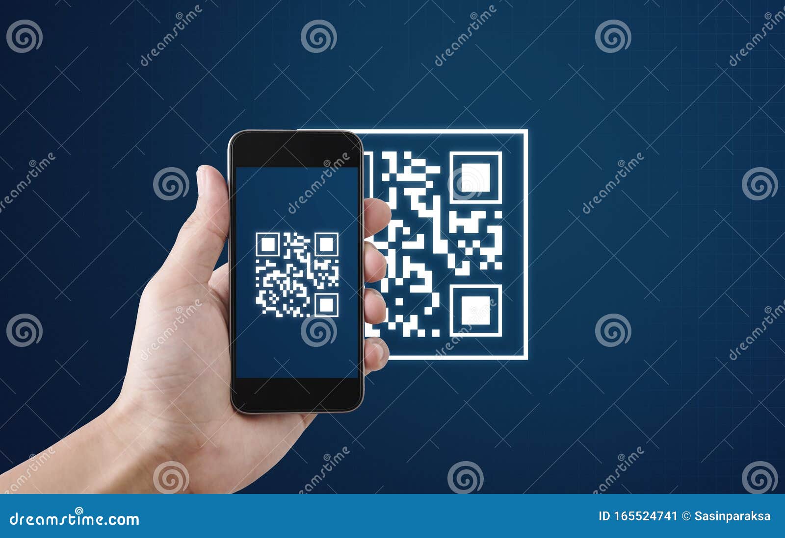 Qr Code Scanning Payment And Verification Hand Using Mobile Smart Phone Scan Qr Code Stock