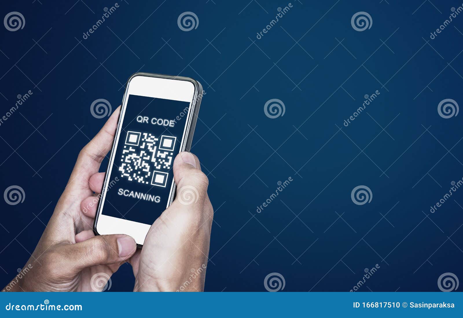 QR Code Scanning Payment And Verification. Hand Using Mobile Smart Phone Scan QR Code Stock ...