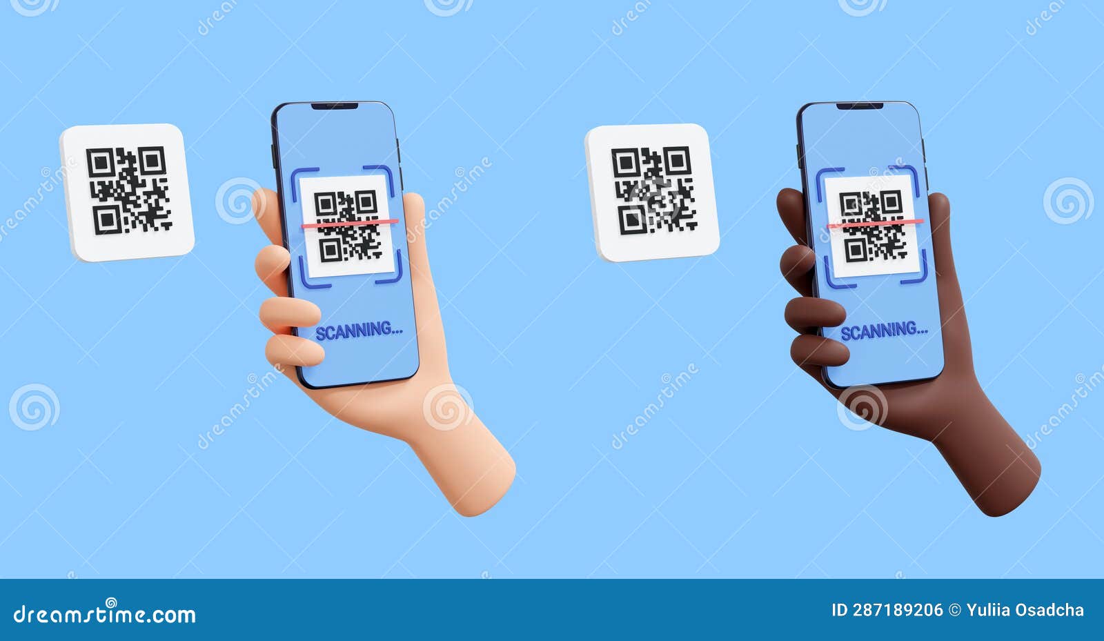 QR Code Scanning and Reading 3d Render Illustration Stock Illustration ...