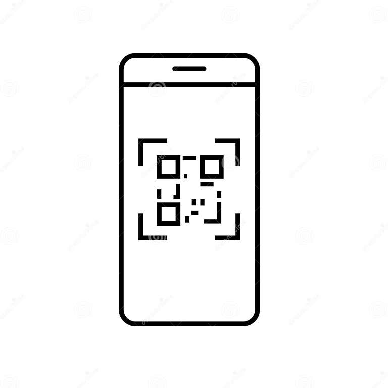 QR Code Scanning Smartphone App Linear Icon. Matrix Barcode Scanner ...