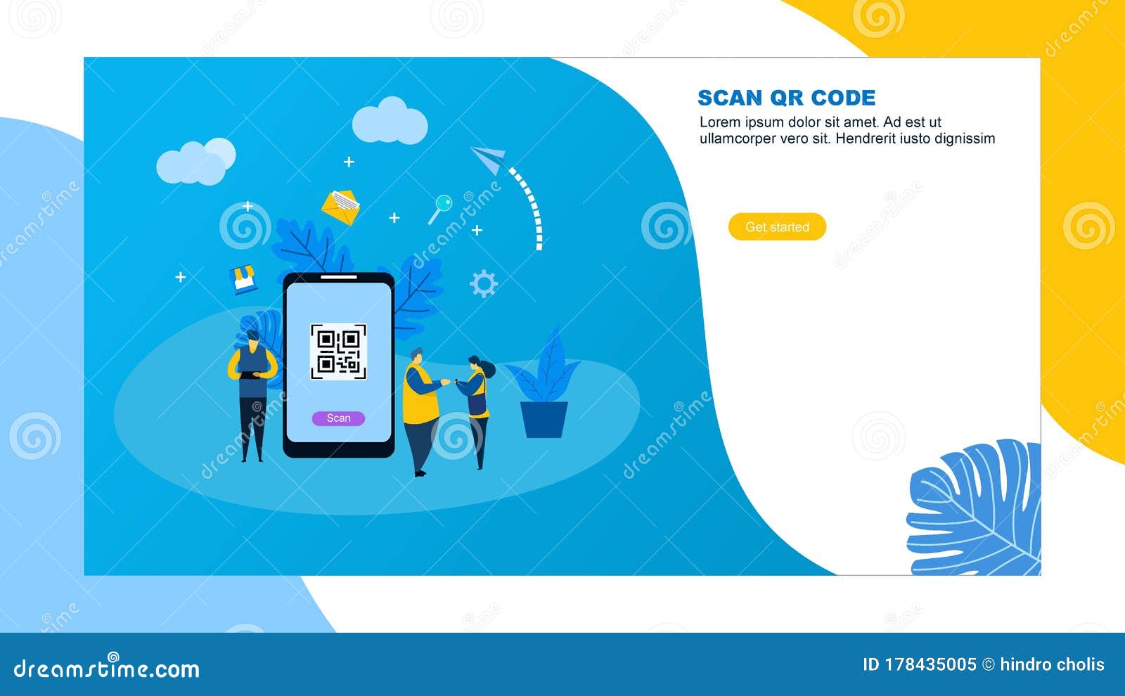 QR Code Scanning Vector Illustration Concept.flat Design Stock Vector ...