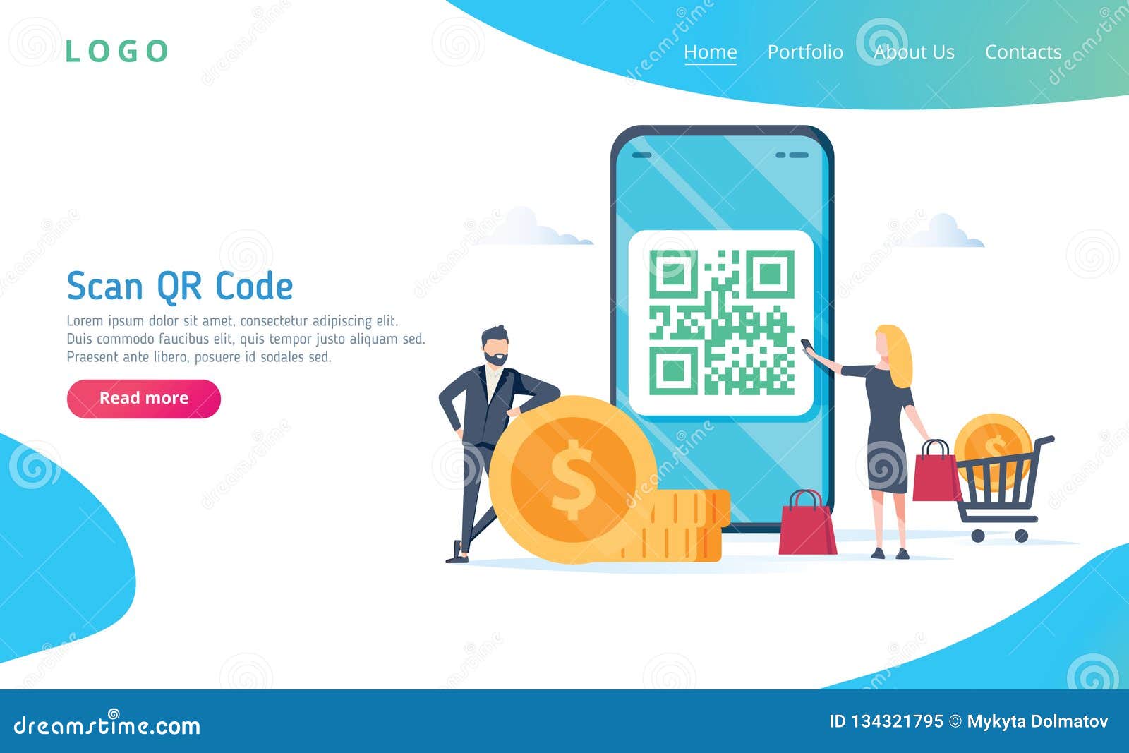 Qr Code Scanning Vector Illustration Concept People Use Smartphone And Scan Qr Code For Payment