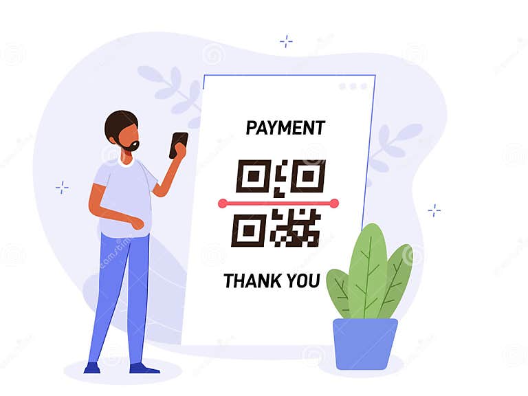 QR Code Scanning Vector Illustration Concept, People Use a Smartphone ...