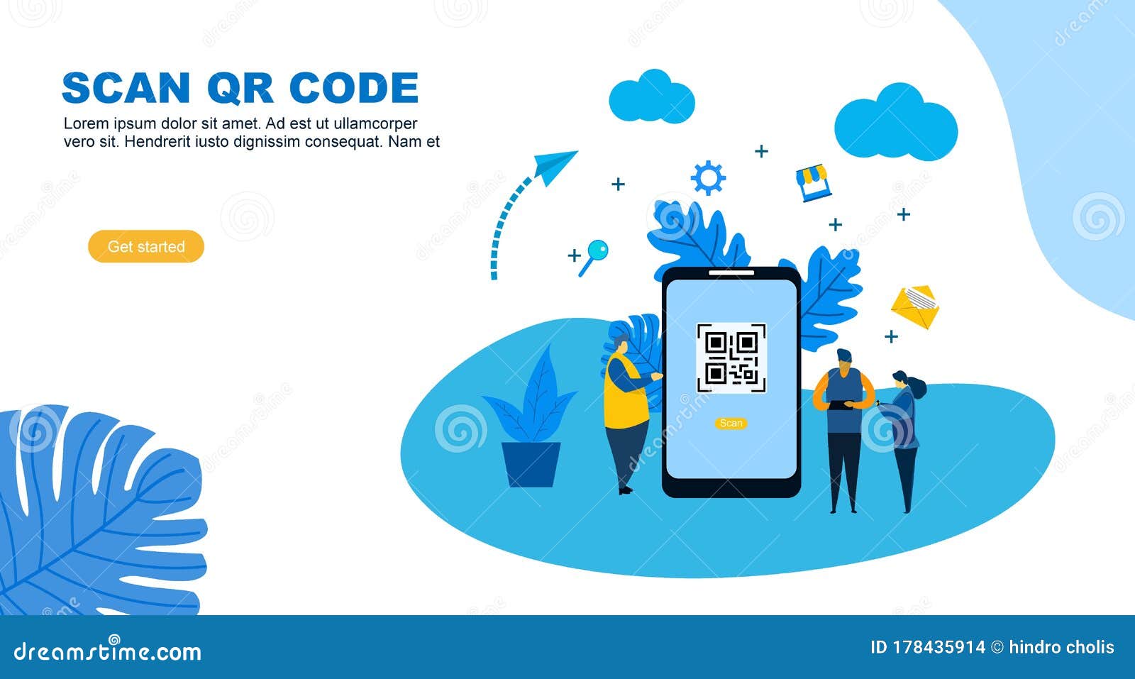 QR Code Scanning Vector Illustrationoncept Concept.flat Design Stock ...