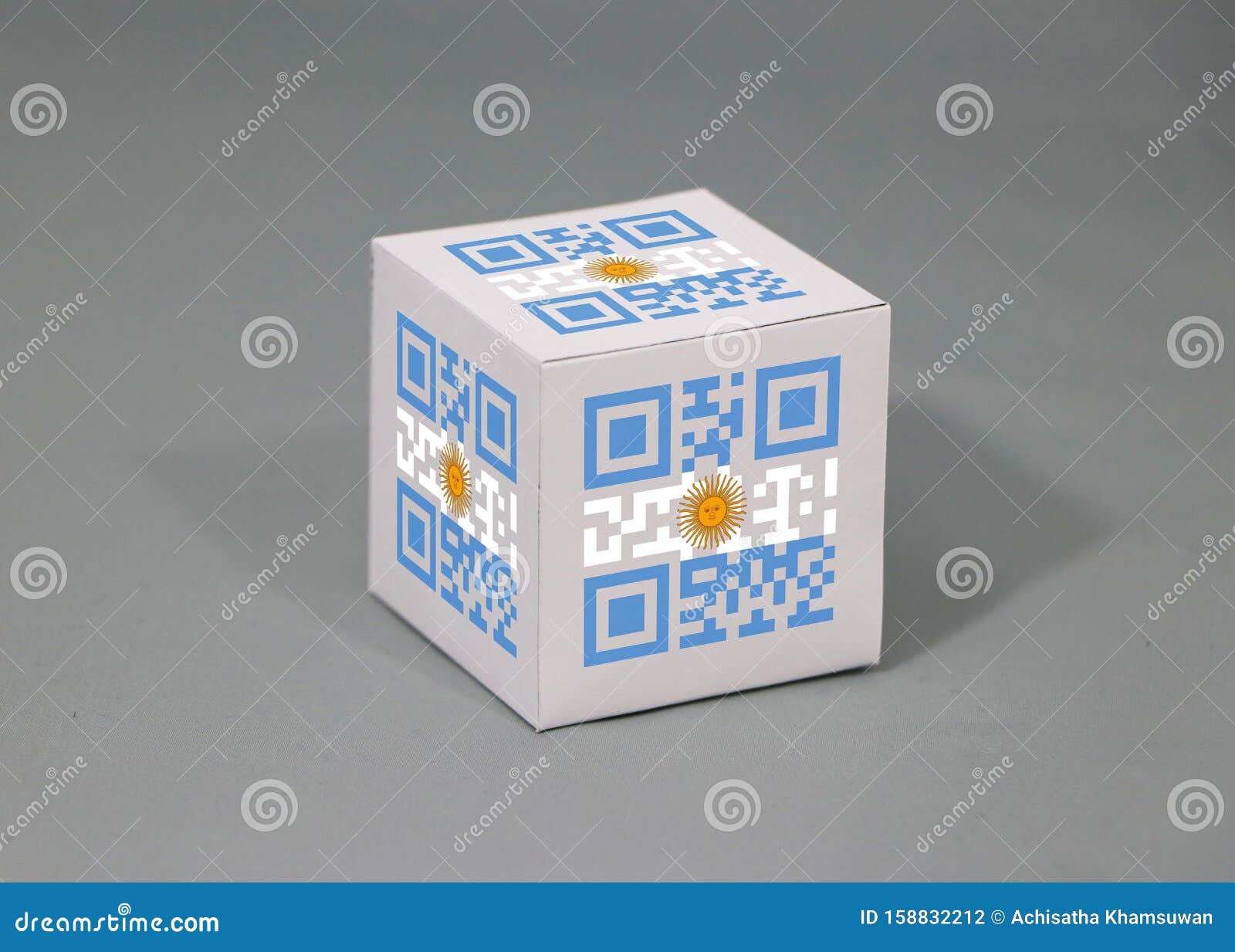 QR Code Set the Color of Argentina Flag Painted on the Cubic. the ...