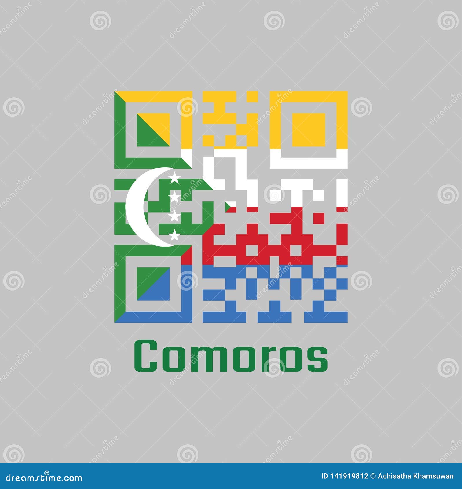 QR Code Set the Color of Comoros Flag. Four Horizontal Stripes of ... QR Code Set the Color of Comoros Flag. Four Horizontal Stripes of ...