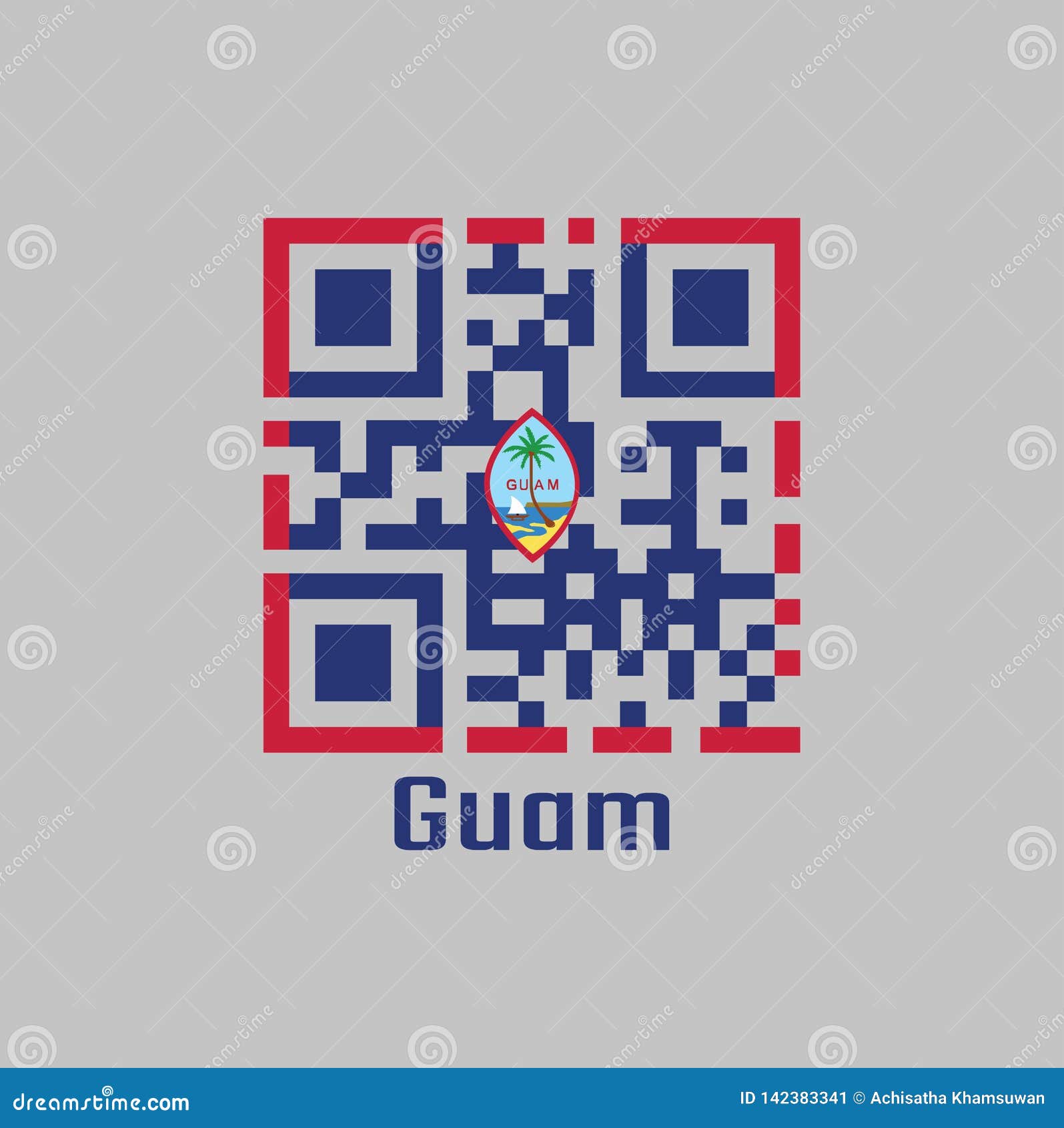 QR Code Set the Color of Guam Flag. a Dark Blue Background with a Thin ...