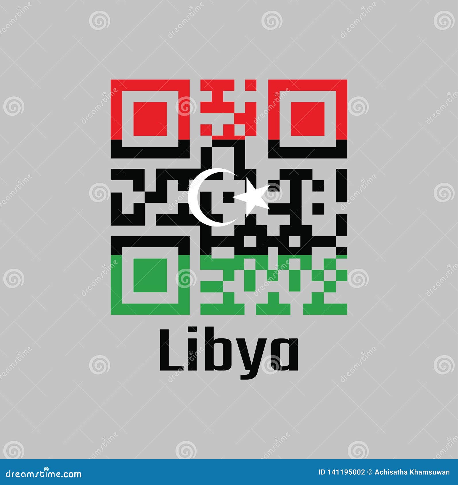 QR Code Set the Color of Libyan Flag. a Horizontal Triband of Red Black ...