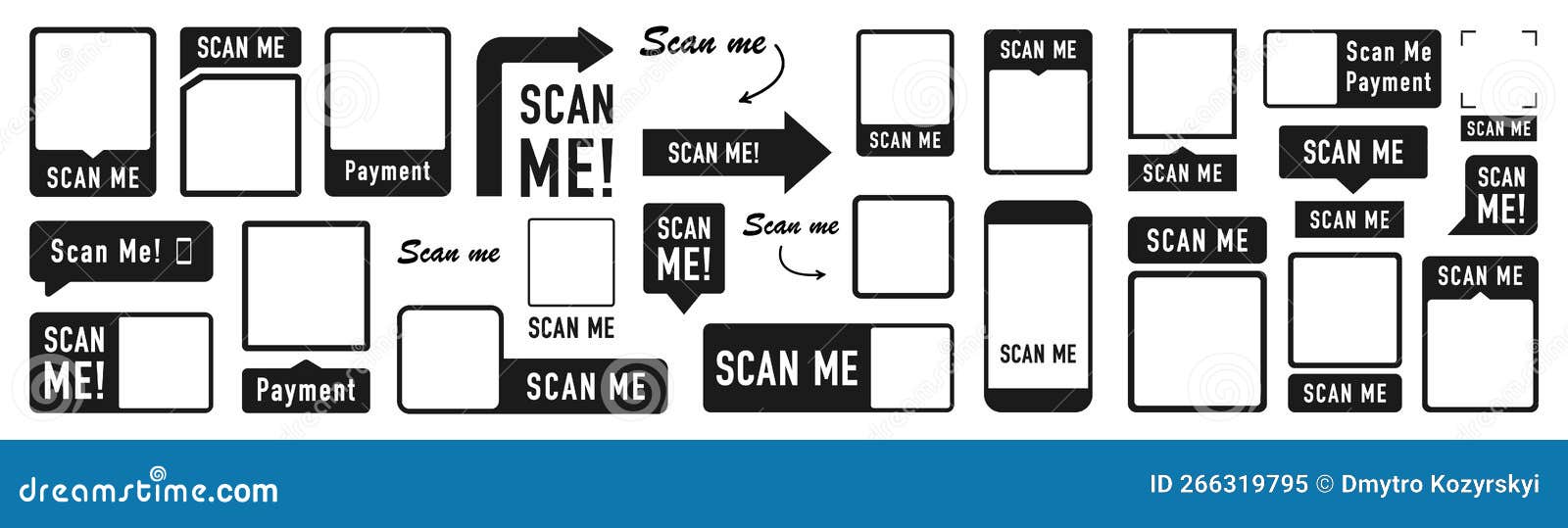 Qr Code Set Scan Me Scan Qr Code Icon Template Scan Me Qr Code For