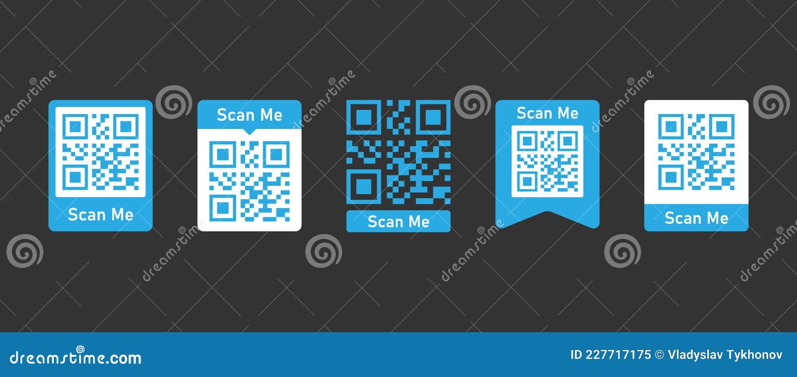 QR Code Set Scan for Smartphone. Inscription Scan Me with Smartphone ...