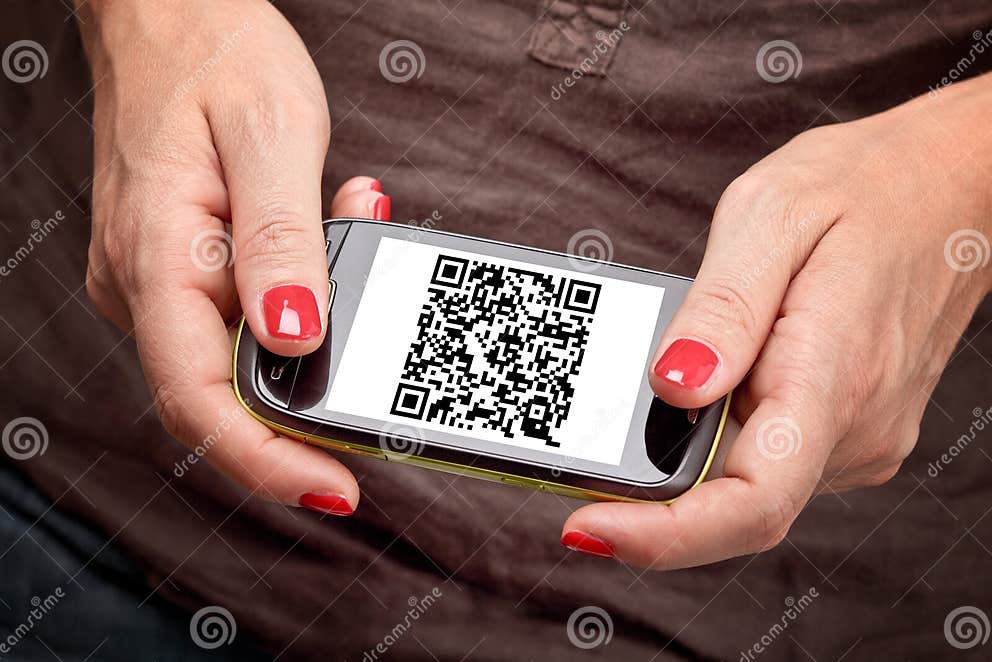 Qr code on smartphone stock photo. Image of smart, mobile - 21446370