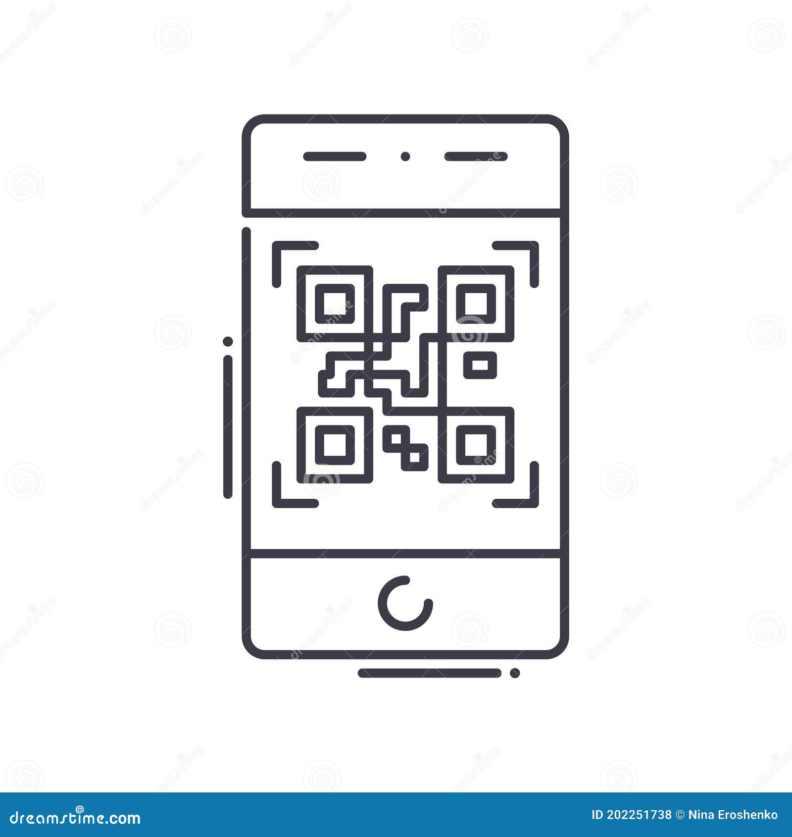 Qr Code Smartphone Icon, Linear Isolated Illustration, Thin Line Vector ...