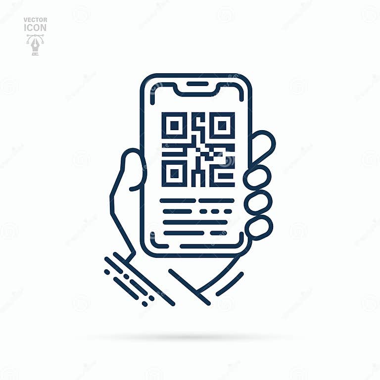 QR Code Smartphone Scanner Linear Icon. Matrix Barcode Scanning Mobile ...
