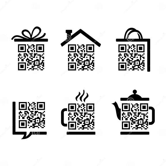 QR-Code. Stellen Sie Piktogramme Ein Vektor Abbildung - Illustration ...