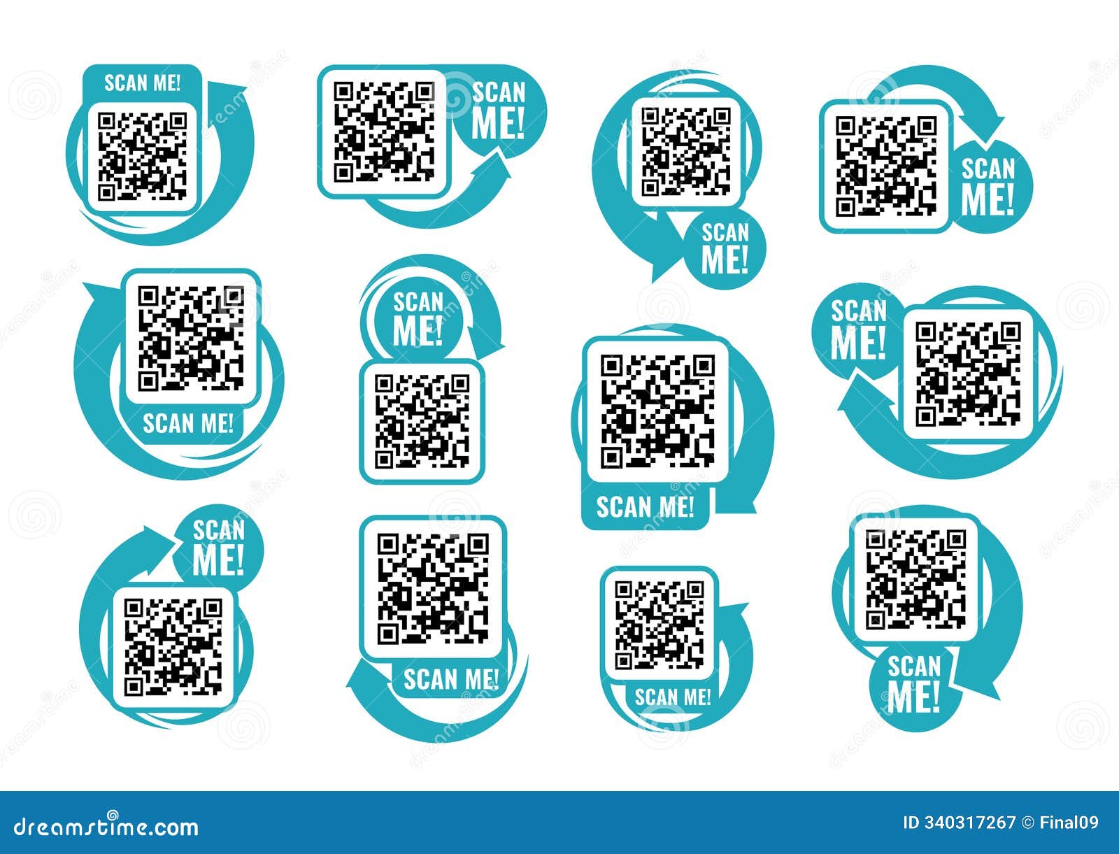 Qr Code Template Set. Scan Me Icon for Payment Stock Illustration ...