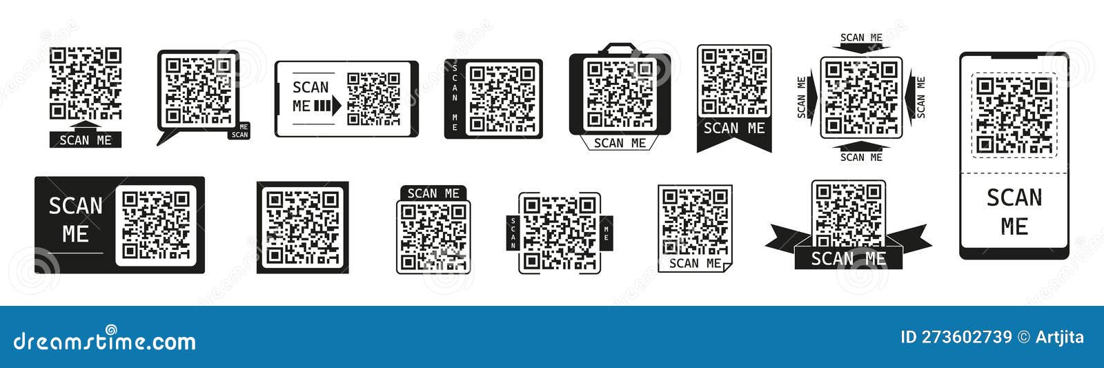 QR Code Vector Set. Sample Vector QR Code for Smartphone Scanning ...