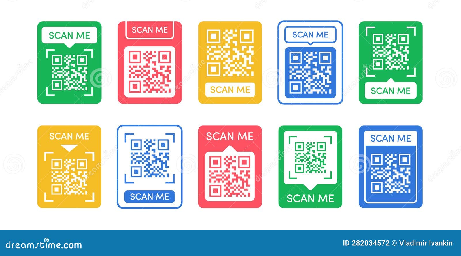 Qr Code Vector Template Set Color Style Stock Vector - Illustration of ...