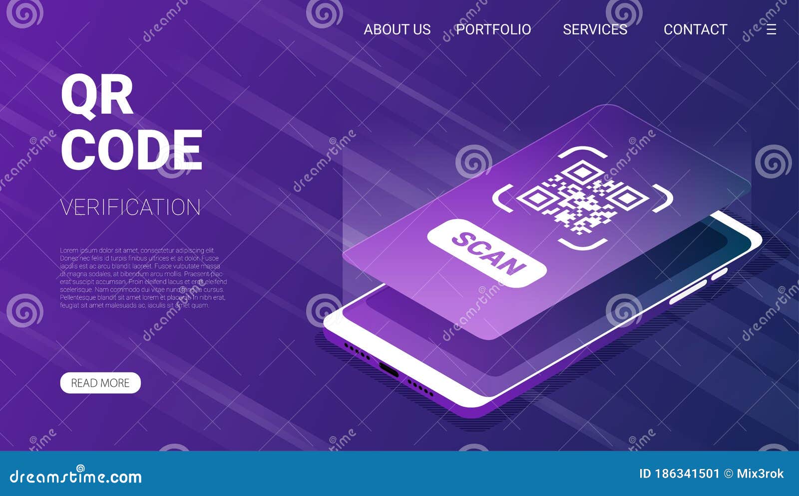 Qr Code Verification Service Web Banner Isometric Vector Stock Vector Illustration Of Payment
