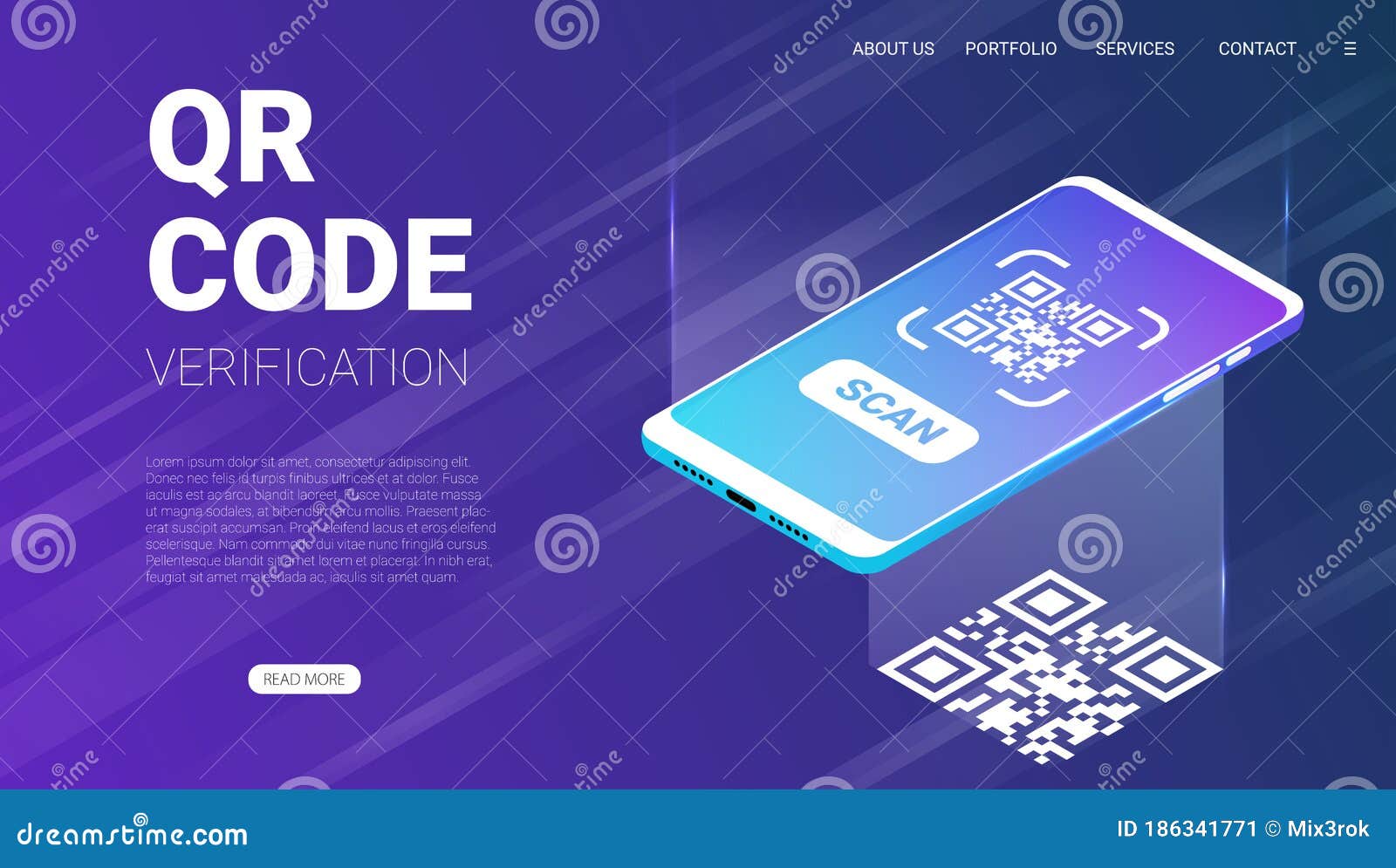 QR Code Verification Service Web Banner Isometric Vector Stock Vector ...