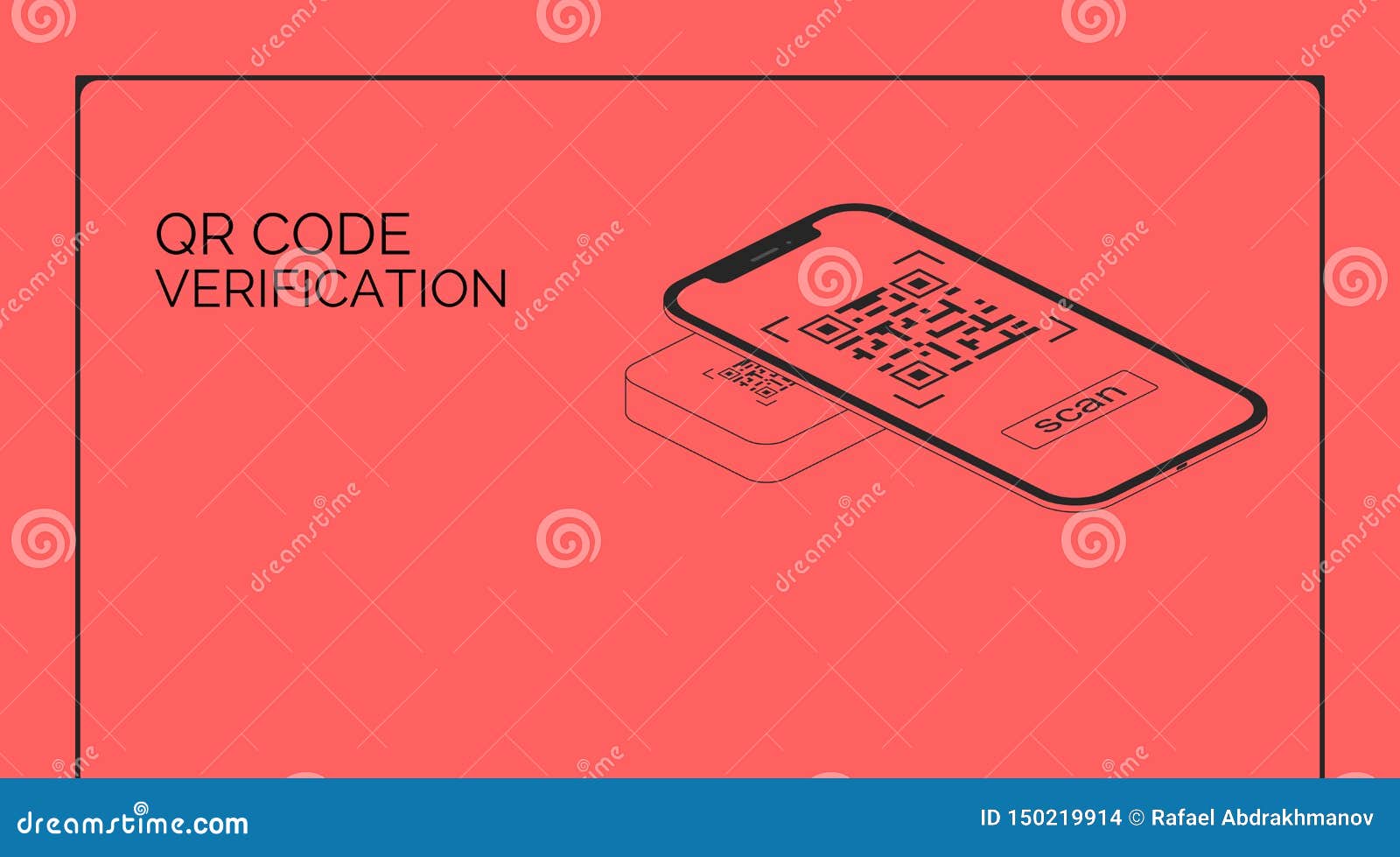 QR Code Verification. Smartphone Screen Read and Scan Bar Code Stock ...