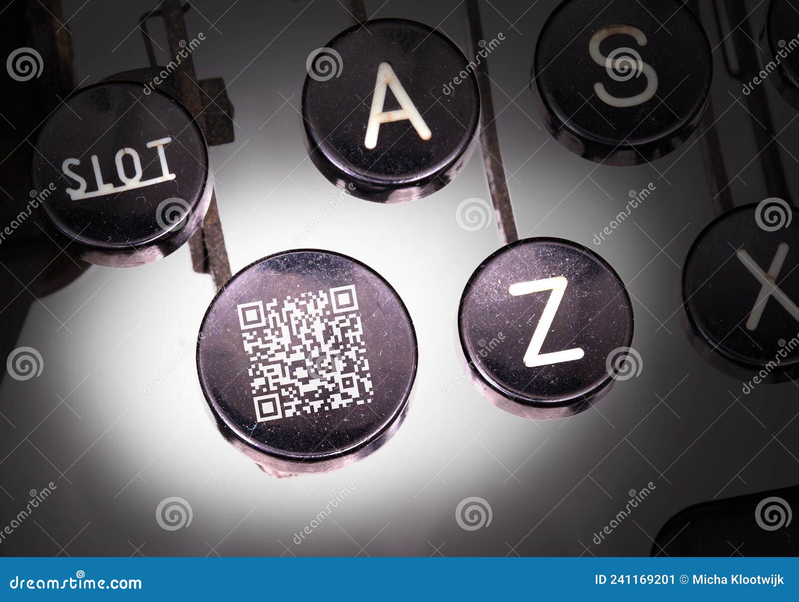 QR-code on a Vintage Typewriter Stock Image - Image of code, space ...