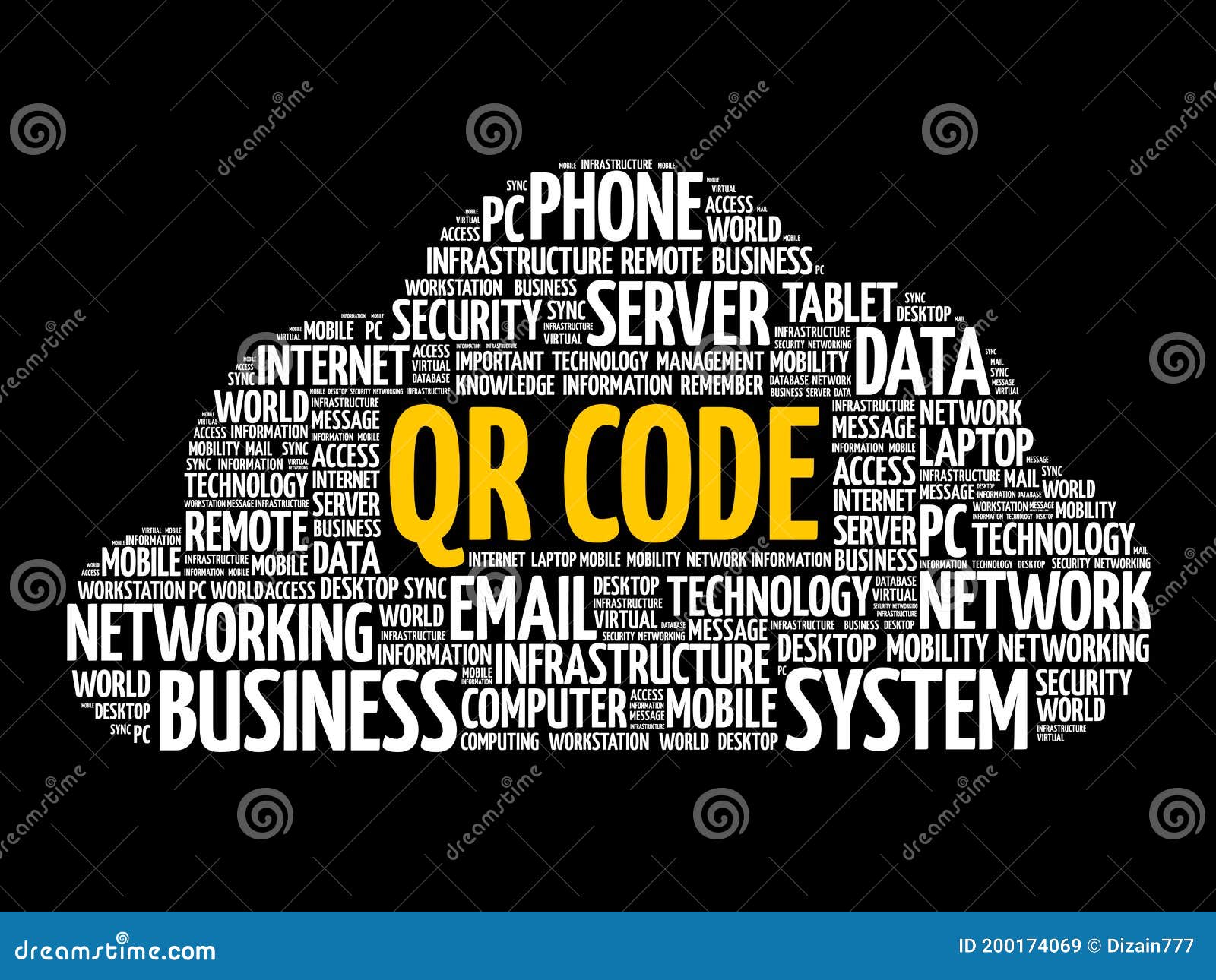 QR code word cloud collage stock illustration. Illustration of ...
