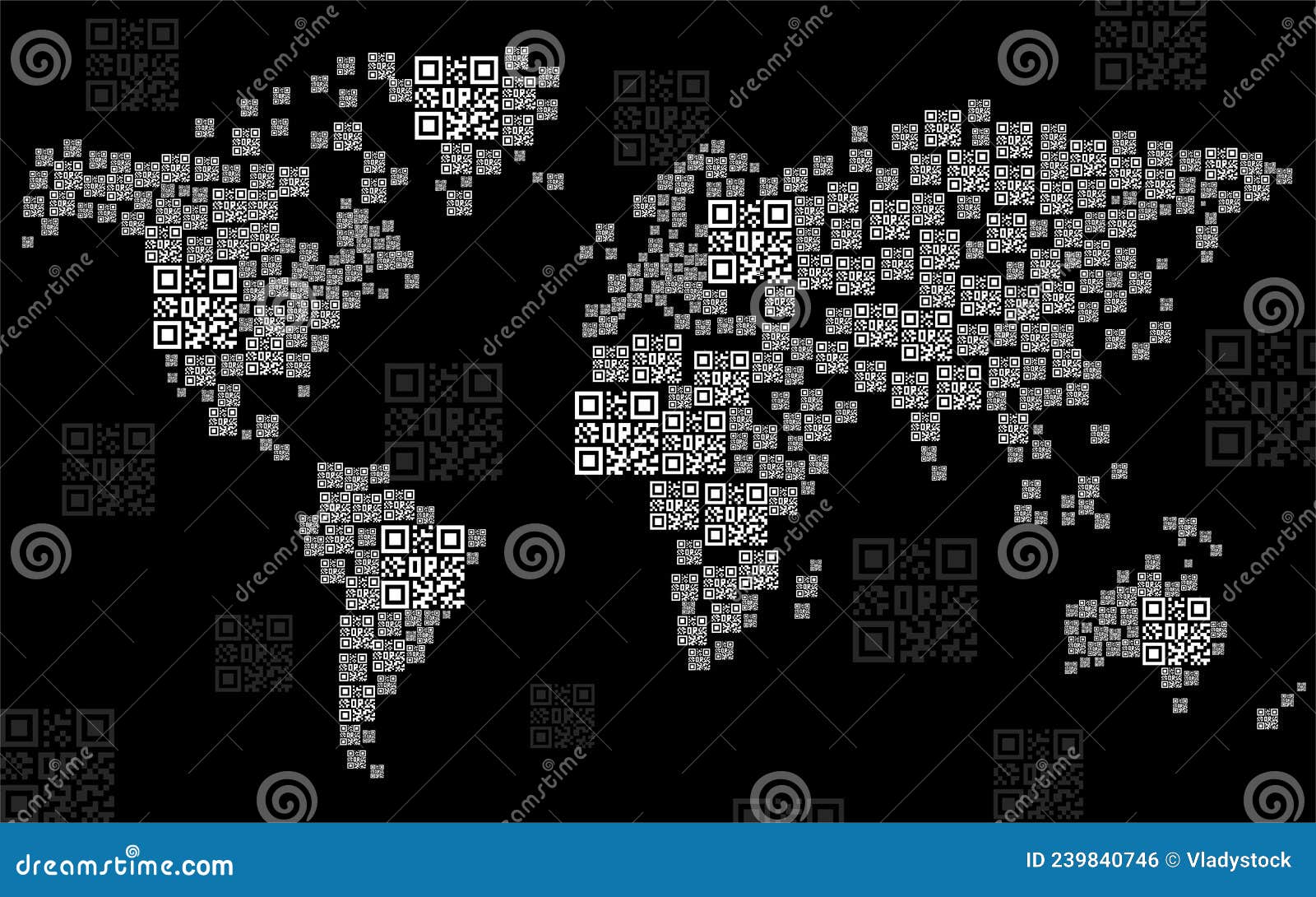 QR Code World Map. Pandemic Control, Vaccination Stock Vector ...