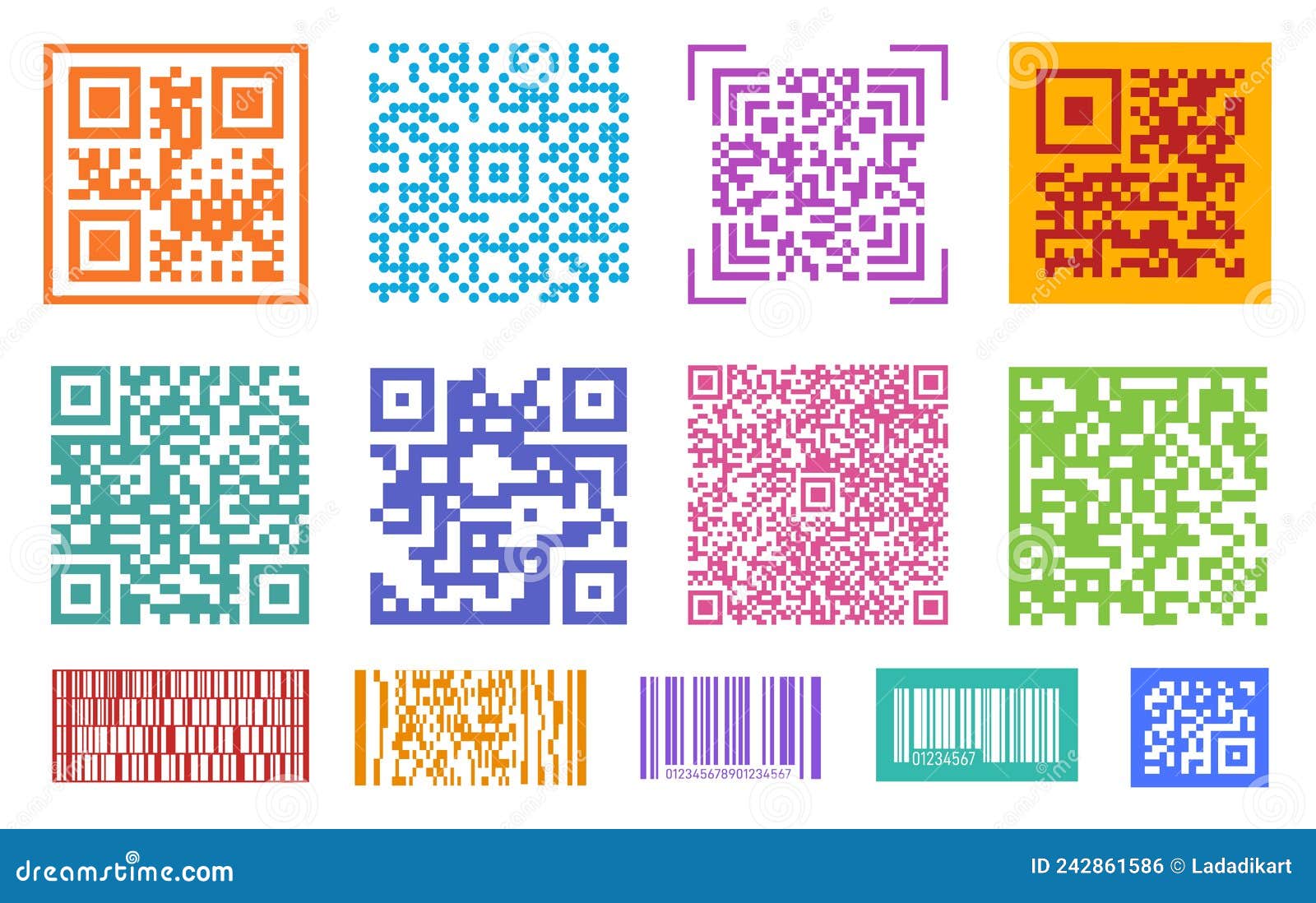 Qr Codes. Barcode, Coding Digital Elements for Screen. Mobile Health Id ...