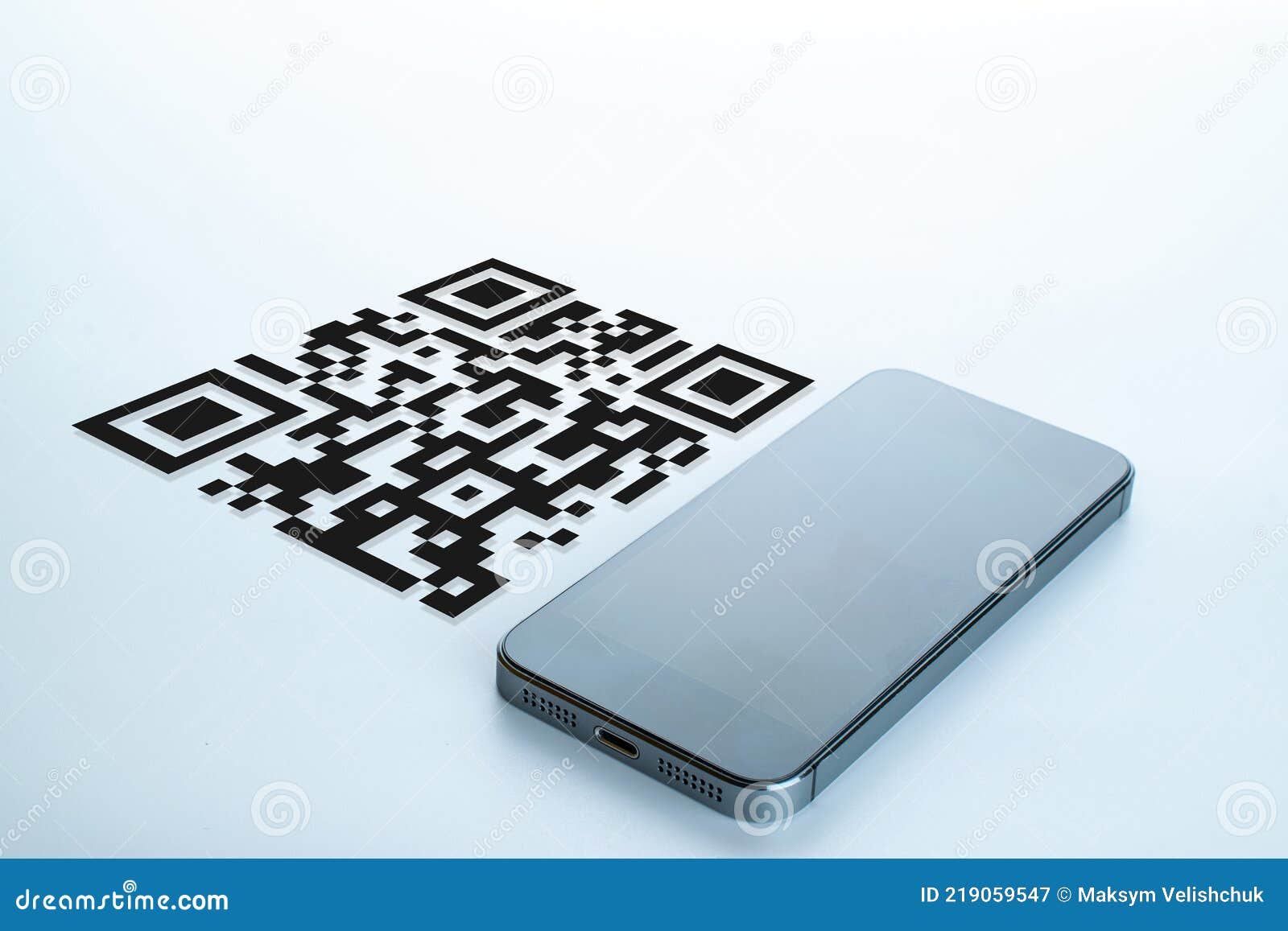 Qr Pay. Digital Mobile Smart Phone with Qr Code Scanner on Smartphone ...