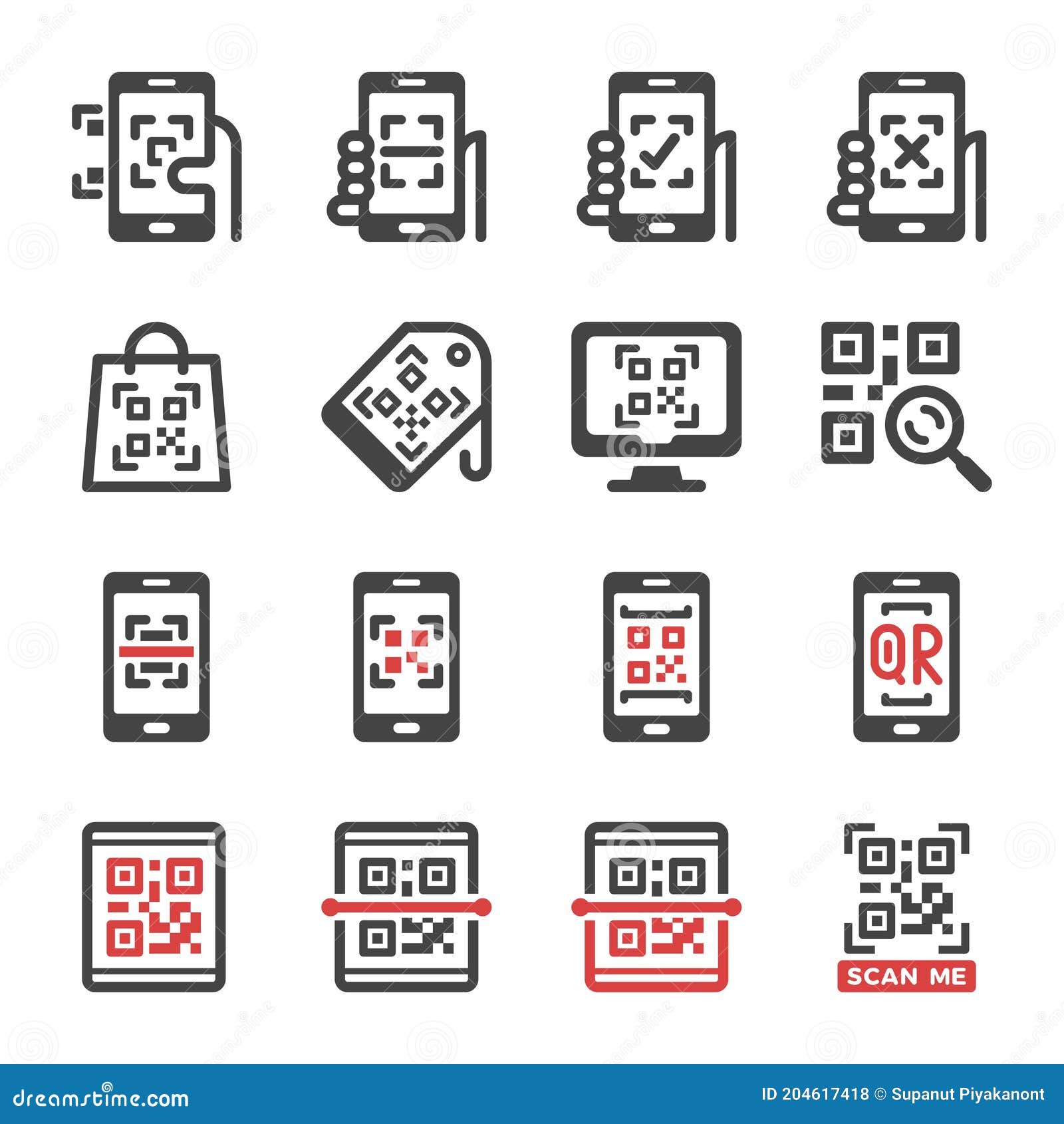 Qr scan icon set stock vector. Illustration of price - 204617418