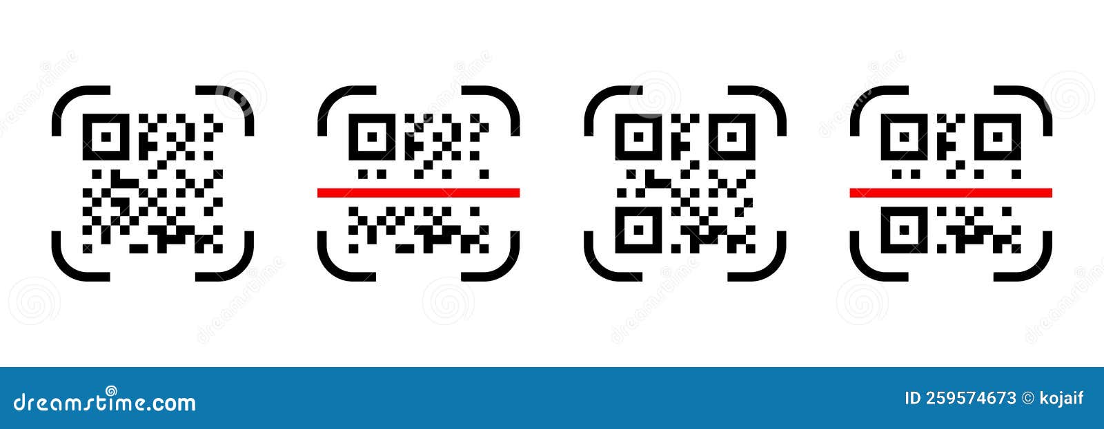 QR Scan Icon Icon Set. QR Code Symbol Can Be Used for Web, Mobile, Ui ...