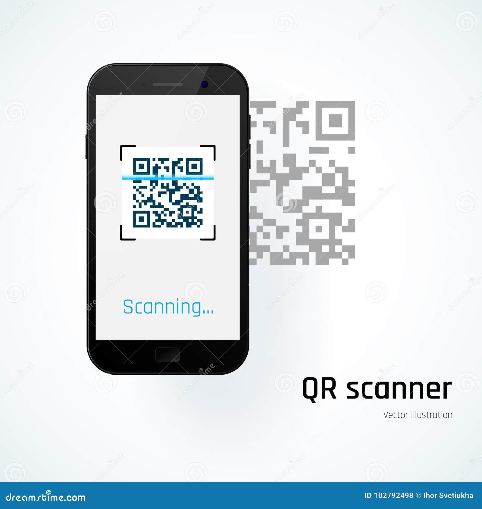 QR Scanner. Mobile Scans QR Code Stock Vector - Illustration of ...
