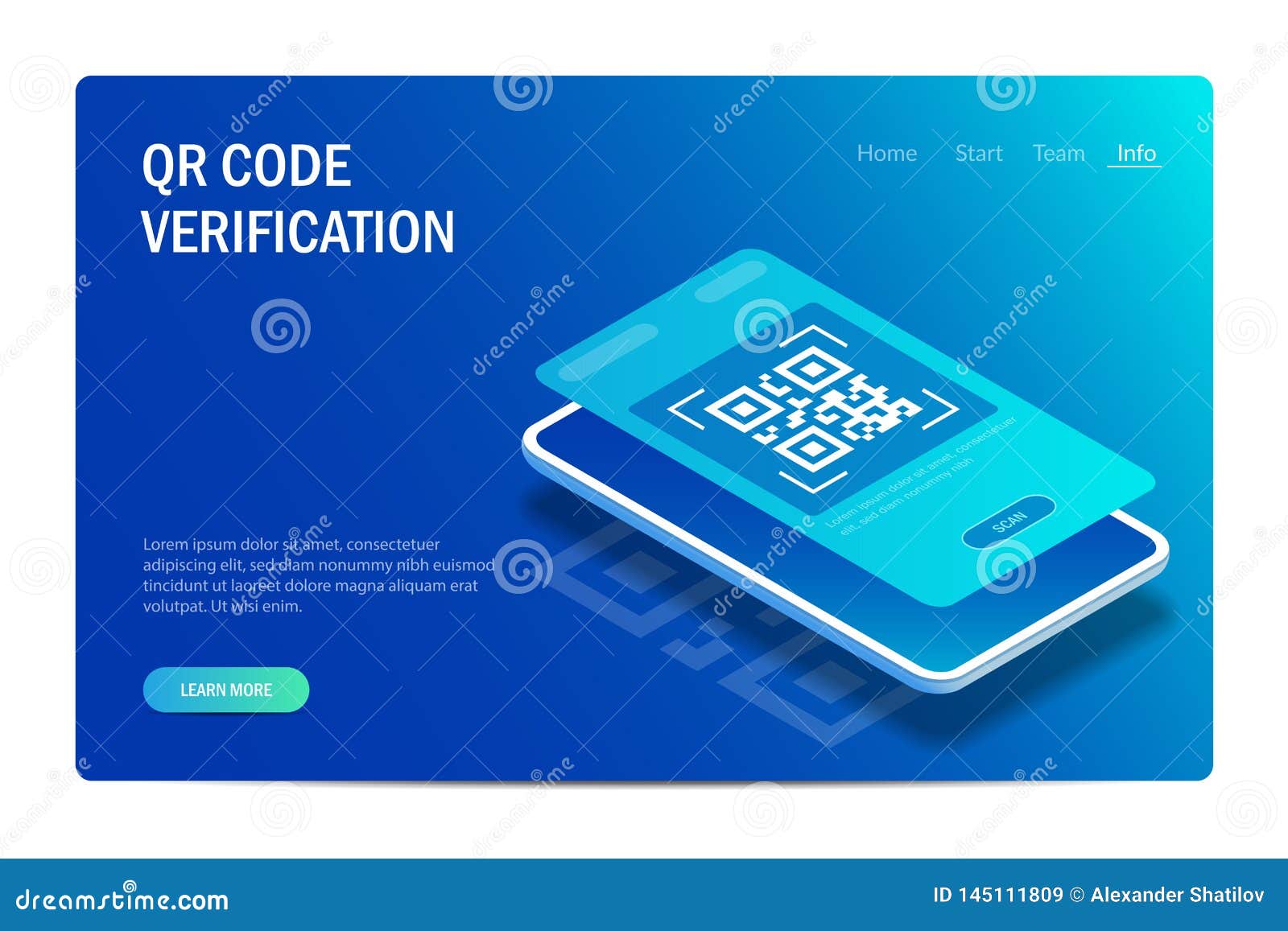Qr Verification Concept Mobile Phone With A Scanner Reads The Qr Code Stock Vector