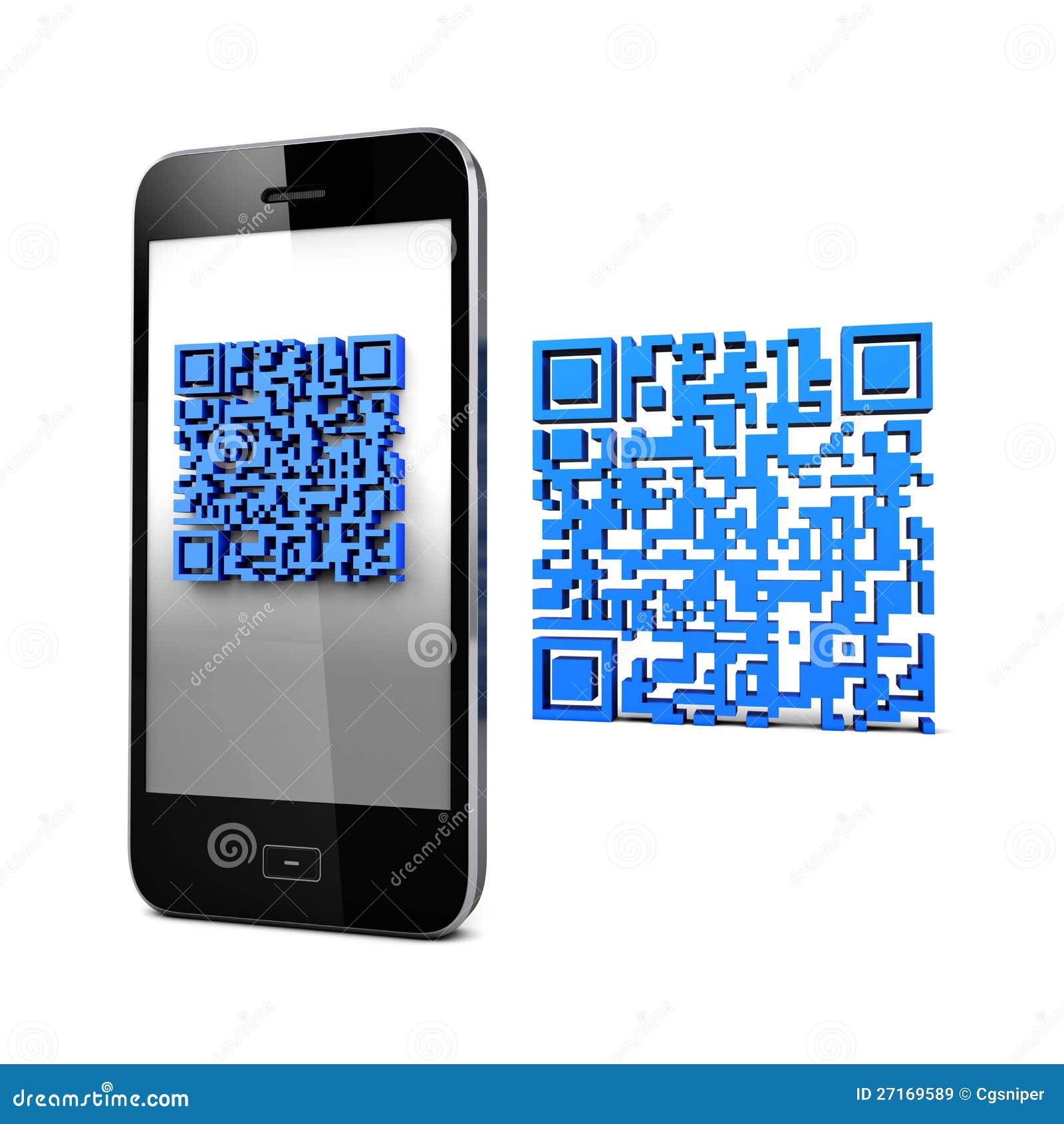 QRcode and Mobile Phone stock illustration. Illustration of blue - 27169589