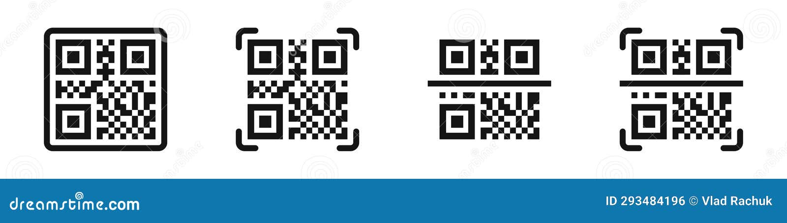 QRcode Scan Icons. Quick Response Code Icons. Silhouette Style Vector ...