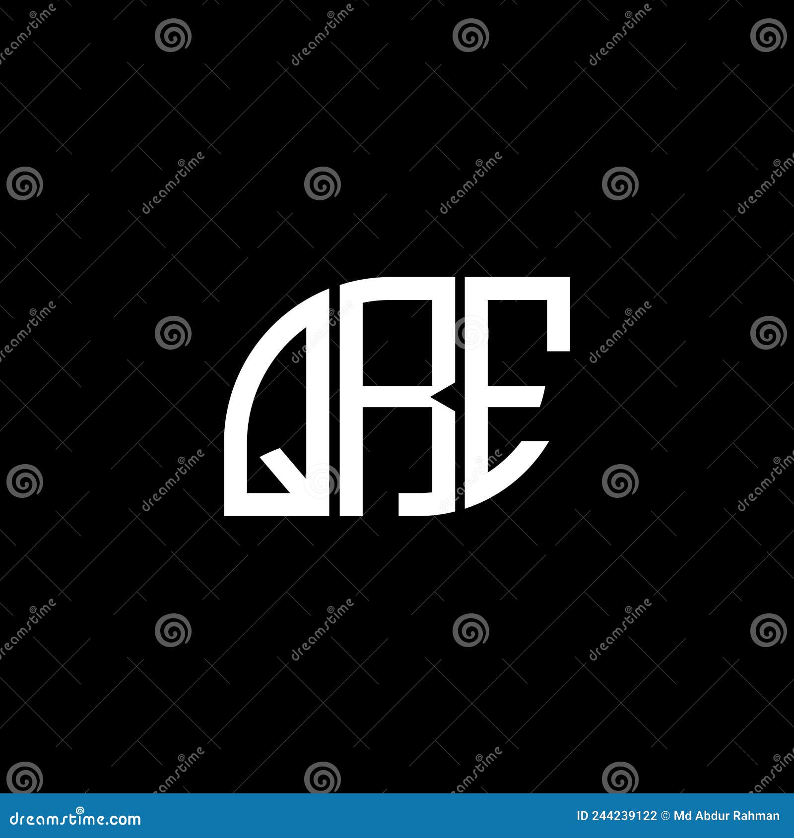 QRE Letter Logo Design on Black Background.QRE Creative Initials Letter ...