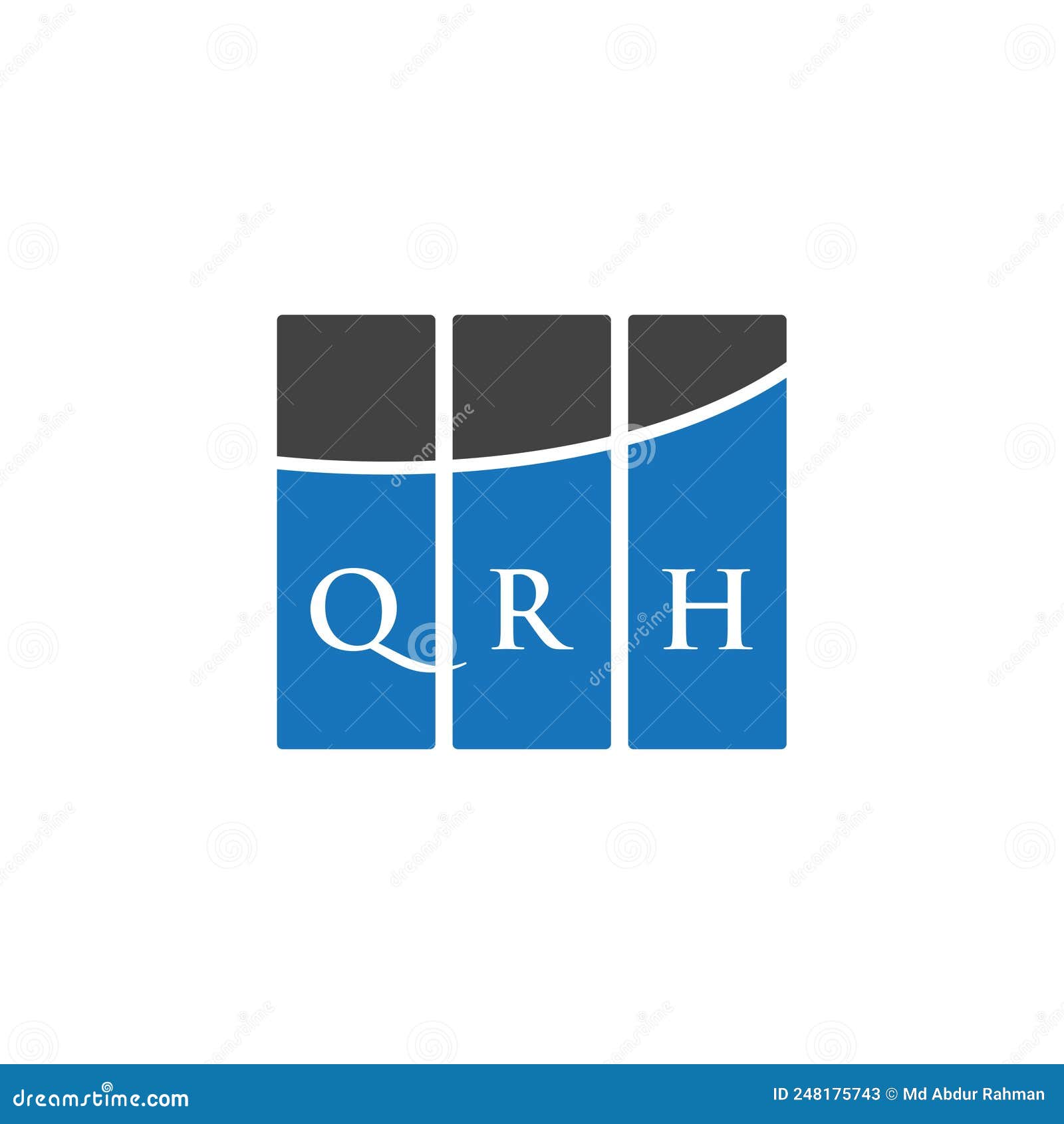 QRH Letter Logo Design on WHITE Background. QRH Creative Initials ...