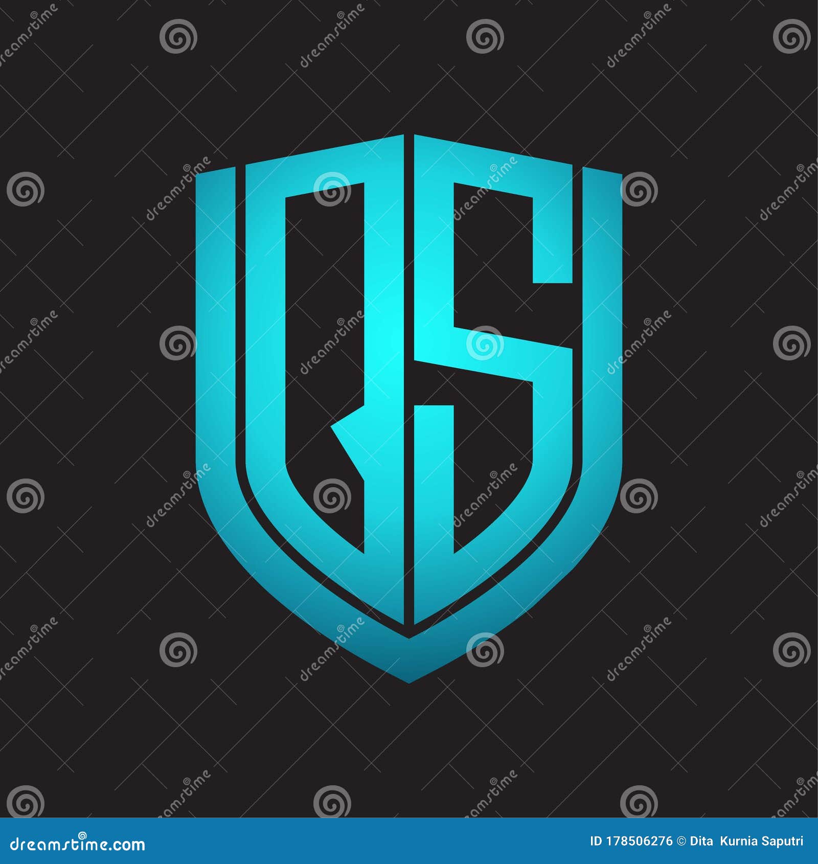 QS Logo Monogram with Emblem Shield Design Isolated with Blue Colors on ...