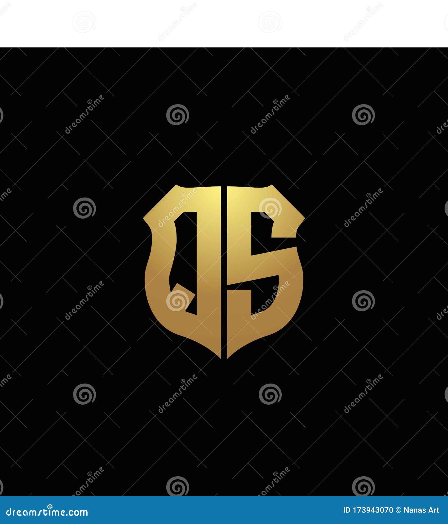 QS Logo Monogram with Gold Colors and Shield Shape Design Template ...