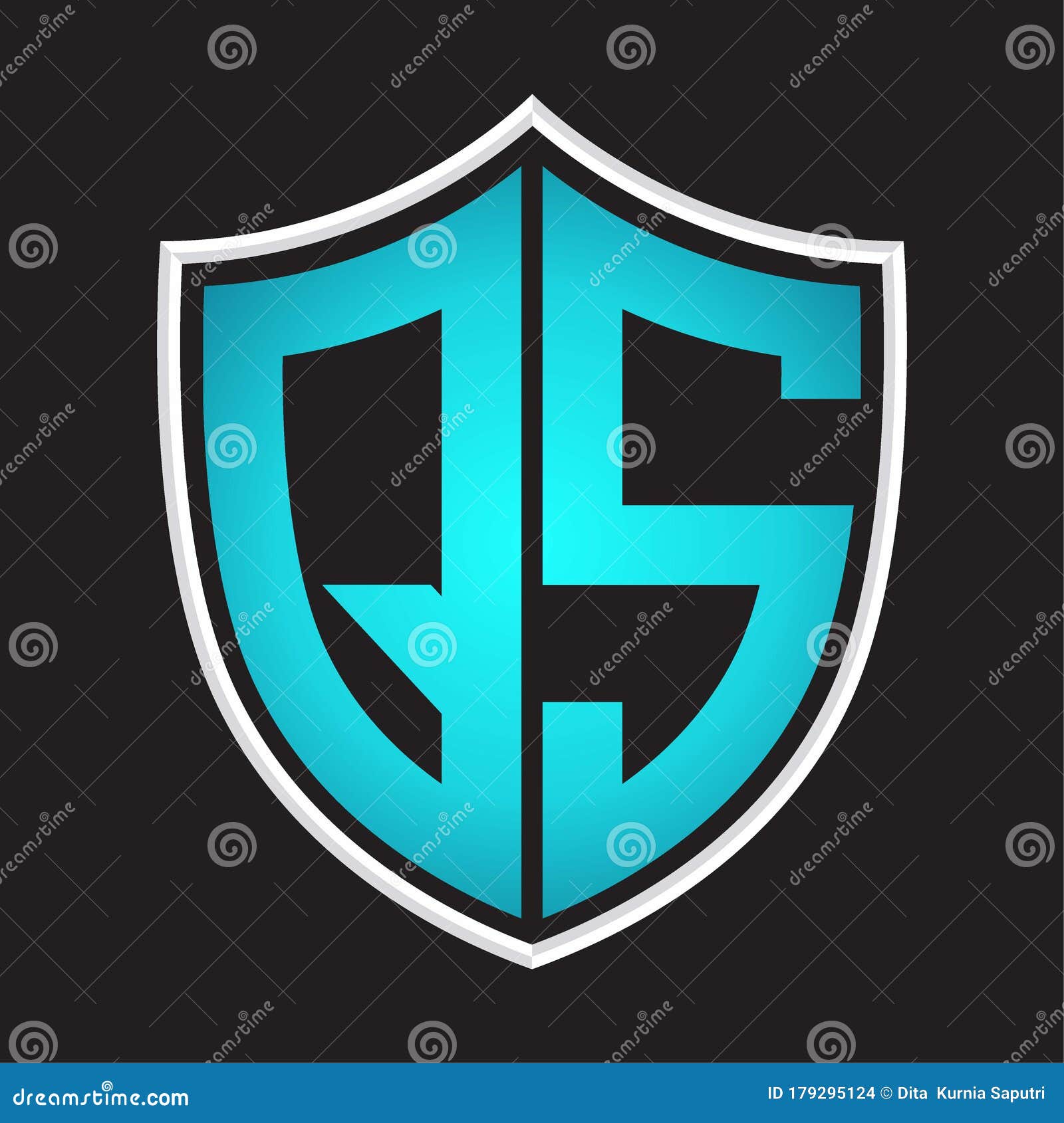 QS Logo Monogram with Shield Shape Isolated Blue Colors on Outline ...