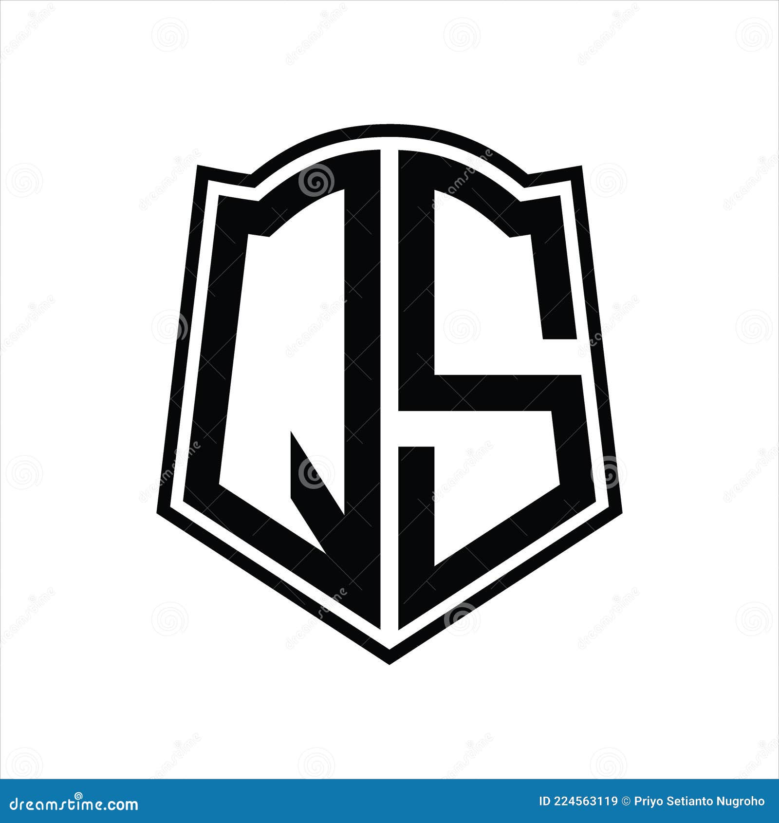 QS Logo Monogram with Shield Shape Outline Design Template Stock Vector ...