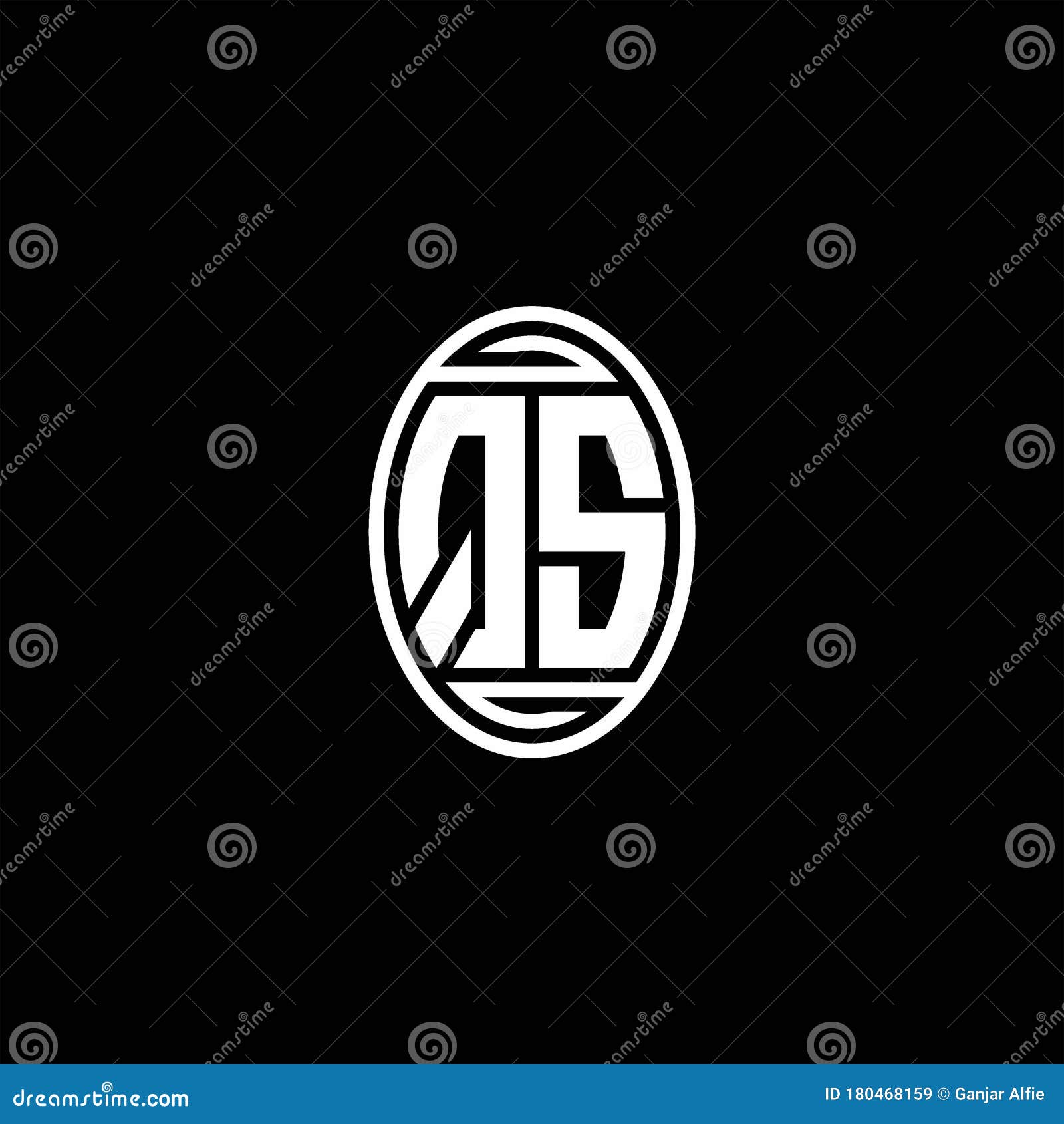 QS Monogram Logo Isolated on Oval Rotate Shape Stock Vector ...