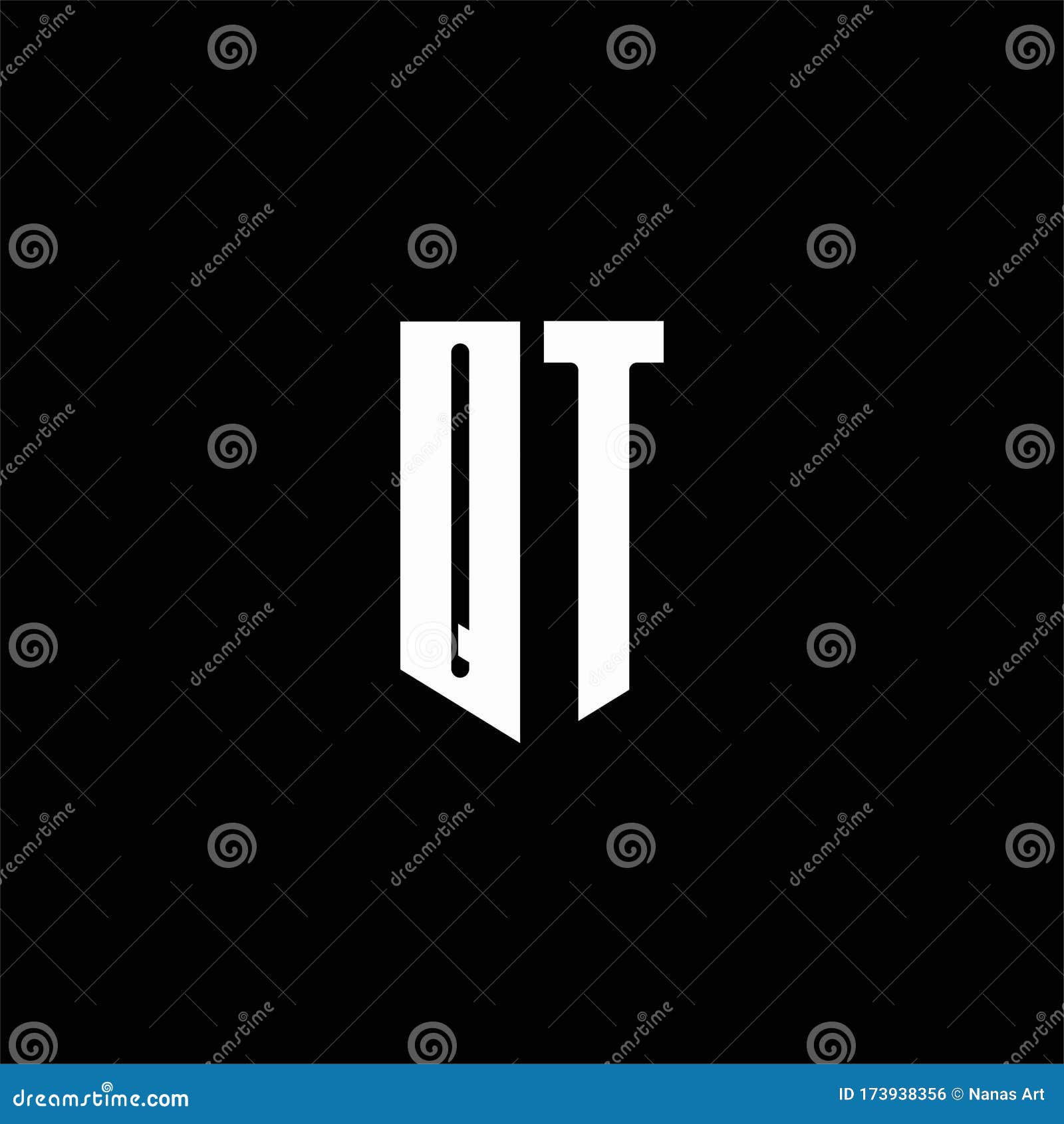 QT Logo Monogram with Emblem Style Isolated on Black Background Stock ...