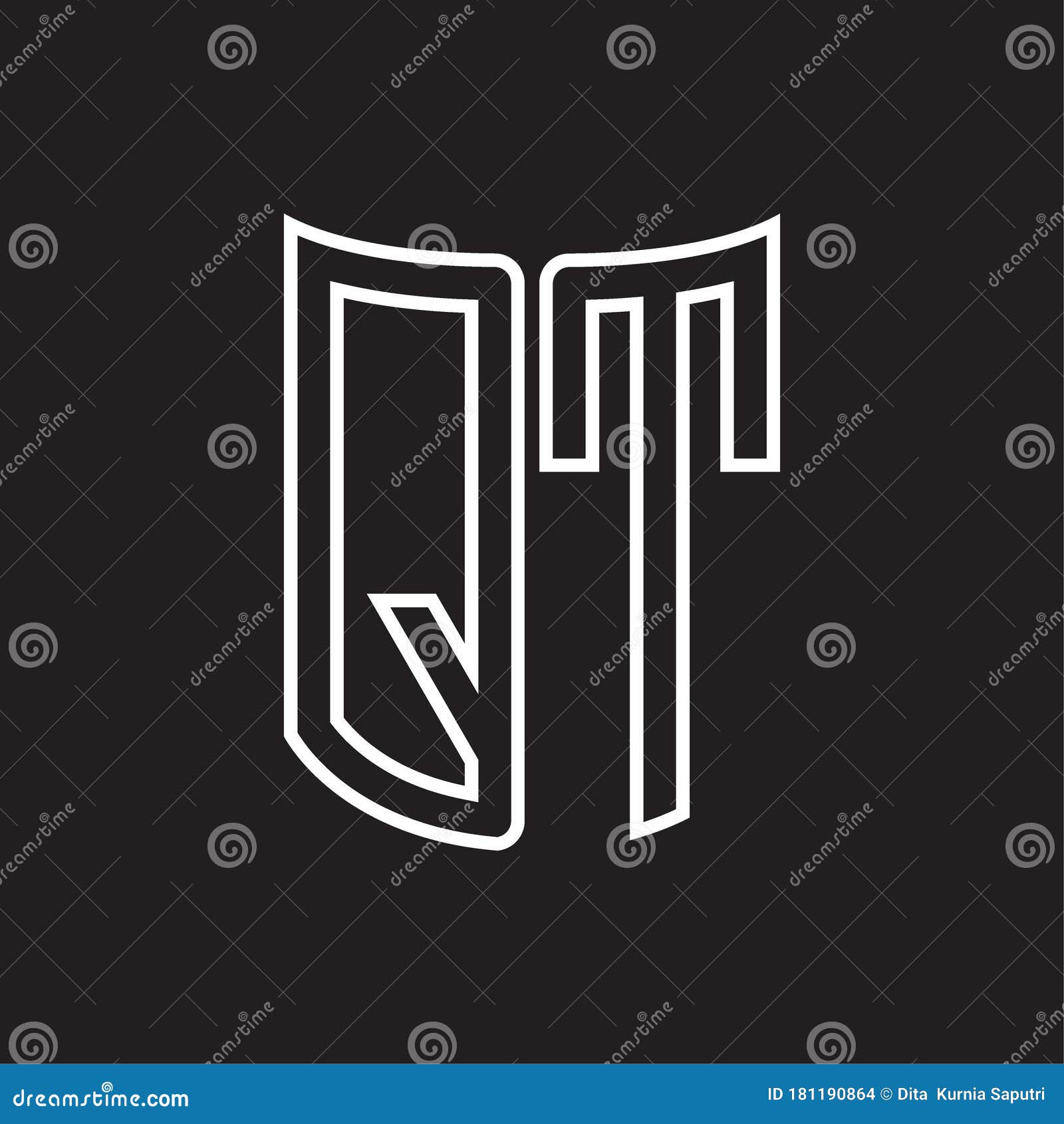 QT Logo Monogram with Ribbon Style Outline Design Template Stock Vector ...