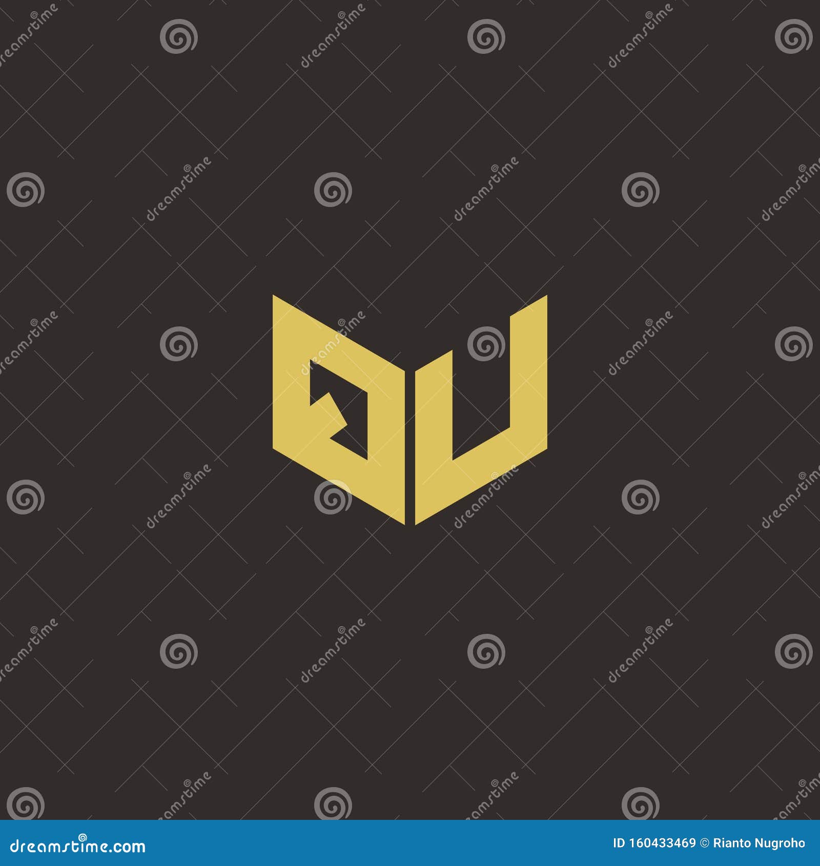 QU Logo Letter Initial Logo Designs Template with Gold and Black ...