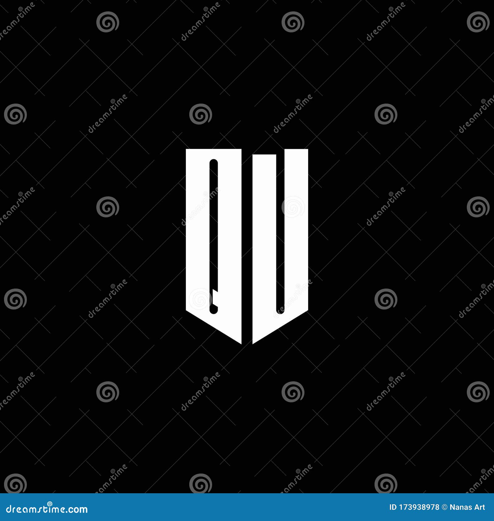 QU Logo Monogram with Emblem Style Isolated on Black Background Stock ...