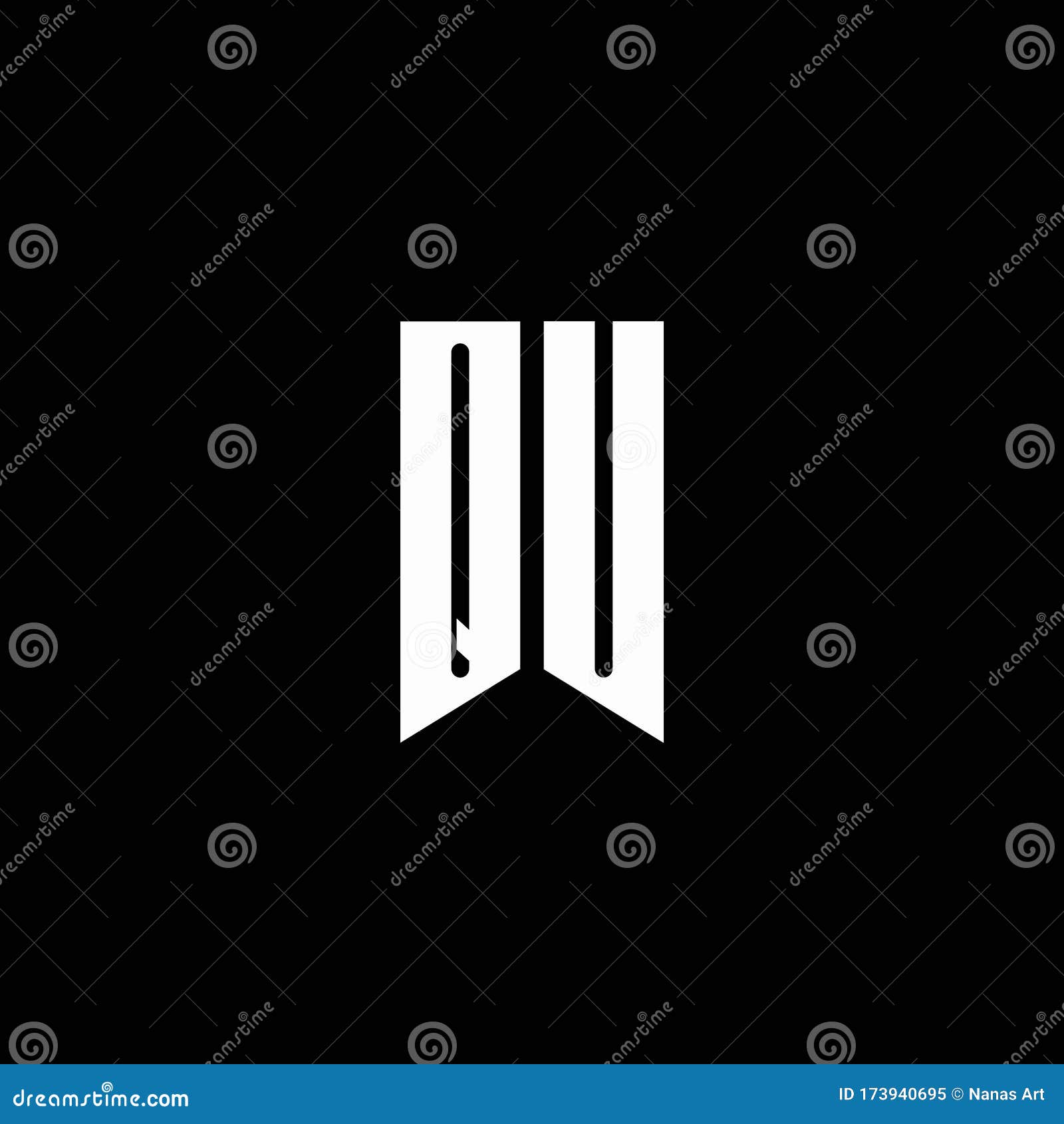 QU Logo Monogram with Emblem Style Isolated on Black Background Stock ...