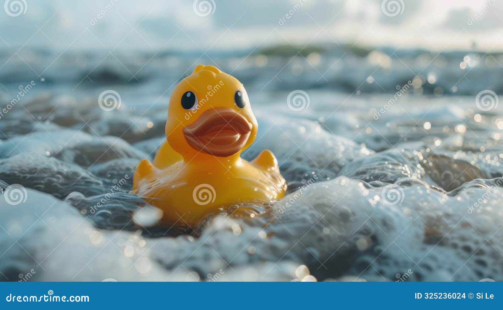 Quacking on the Waves: a Rubber Duck Floating on the Ocean Stock ...