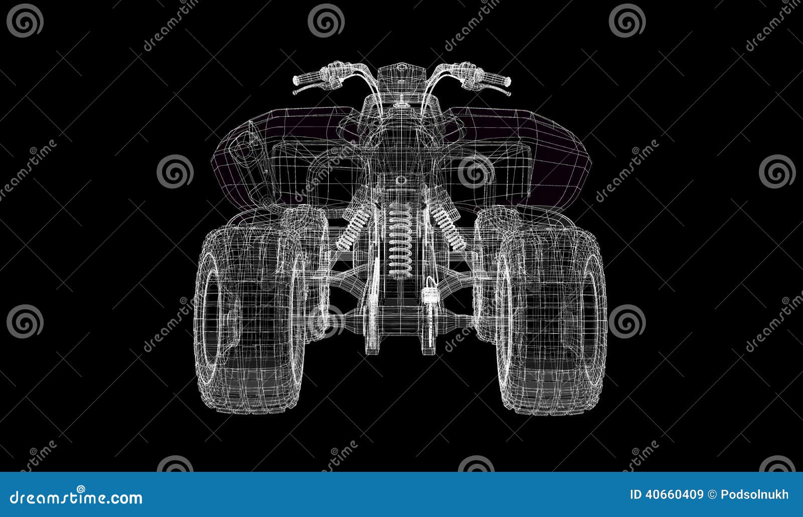 Quad Bike, Motorcycle, 3D Model Stock Illustration - Illustration of ...