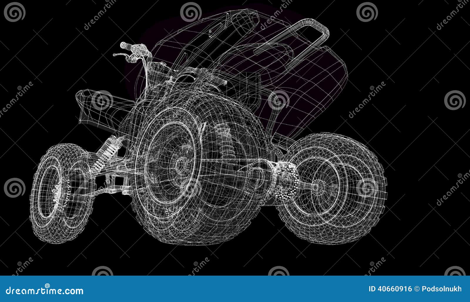 Quad Bike, Motorcycle, 3D Model Stock Illustration - Illustration of ...